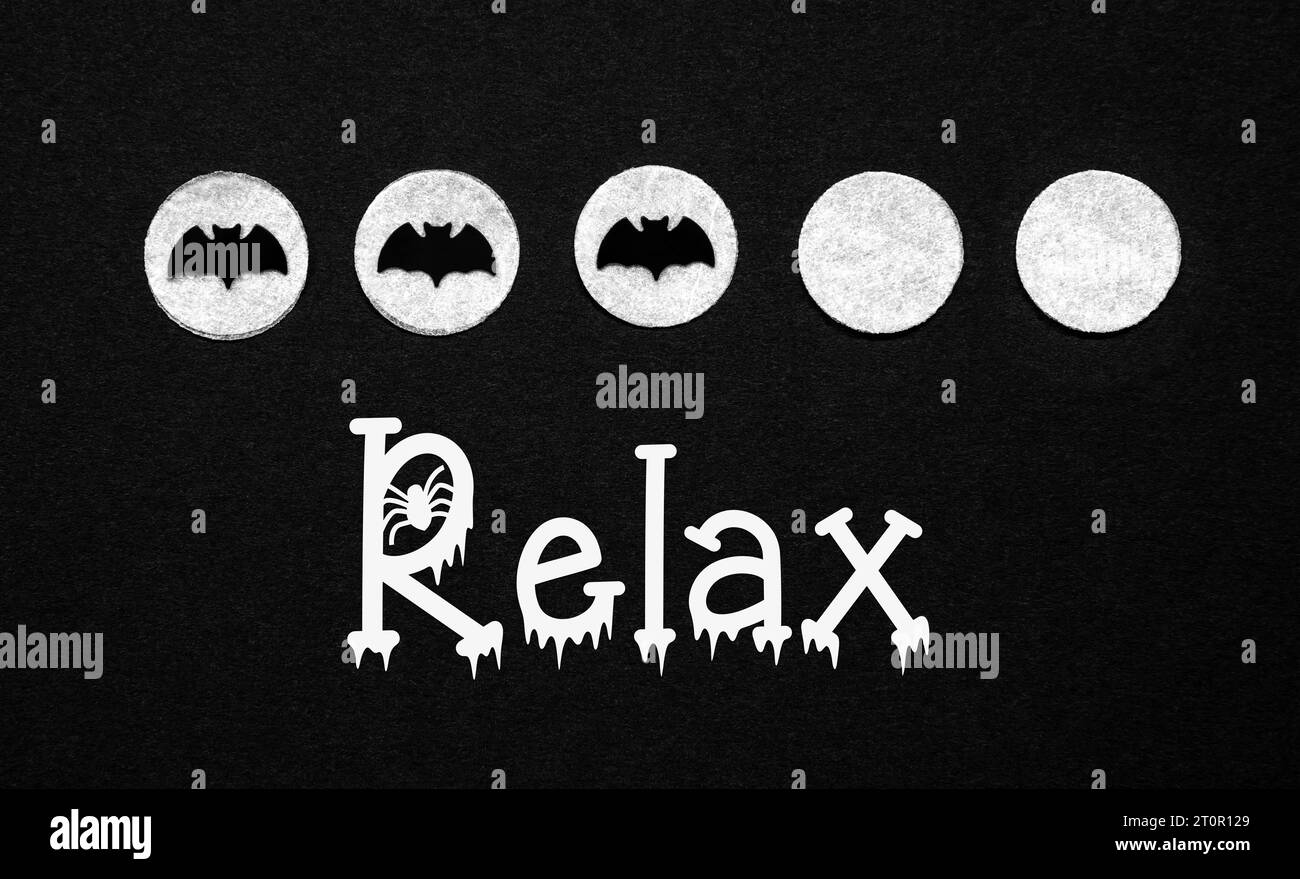 Black Halloween Background With Text Relax Stock Photo - Alamy