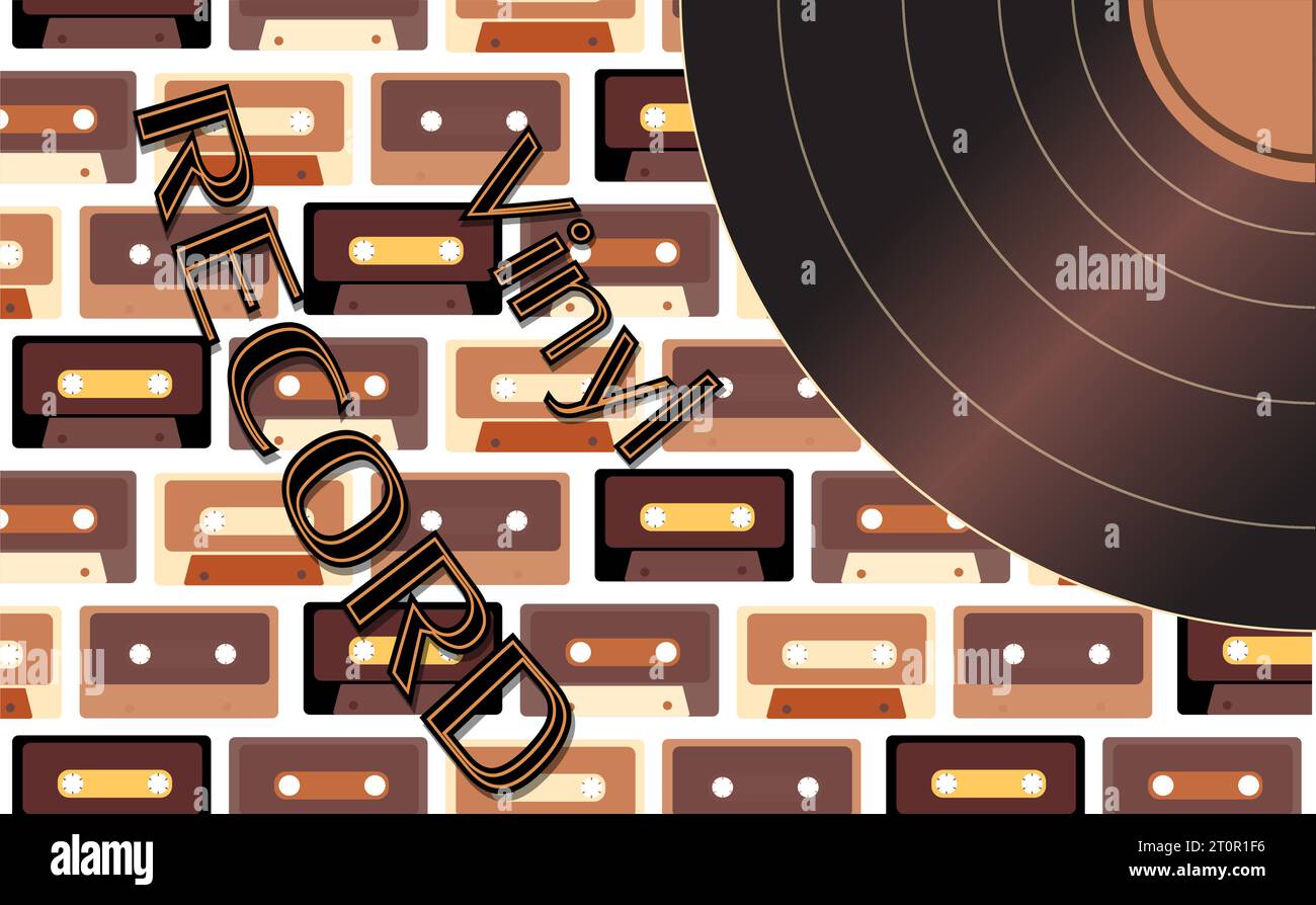 Musical audio is an old vintage retro hipster antique vinyl record and ...