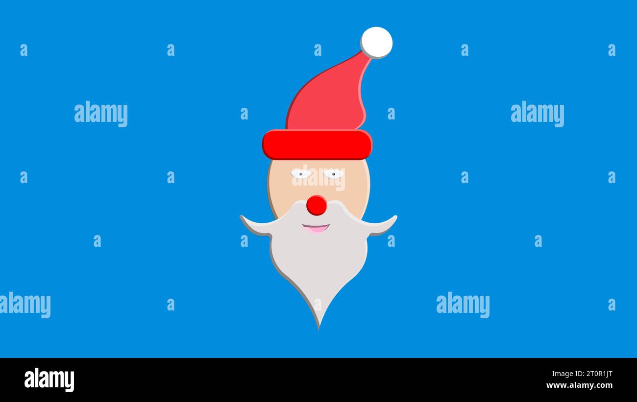 Santa Clause face with beard and hat. Cartoon Christmas character ...