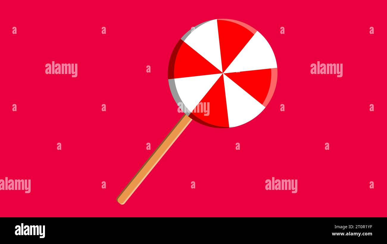 Red swirl Lollipop sucker or lolly candy flat vector icon for apps and ...