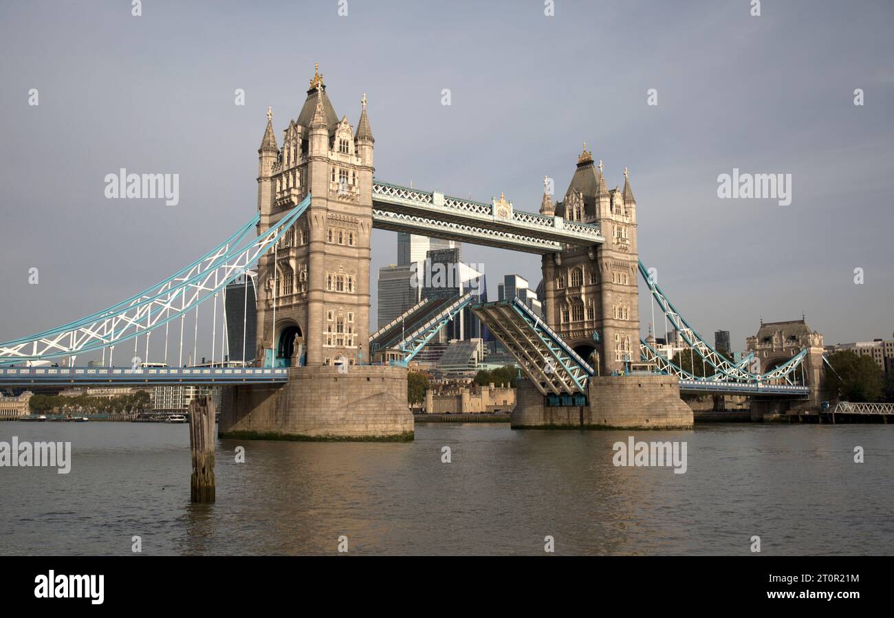 Tower Bridge Open River Thames London Stock Photo - Alamy