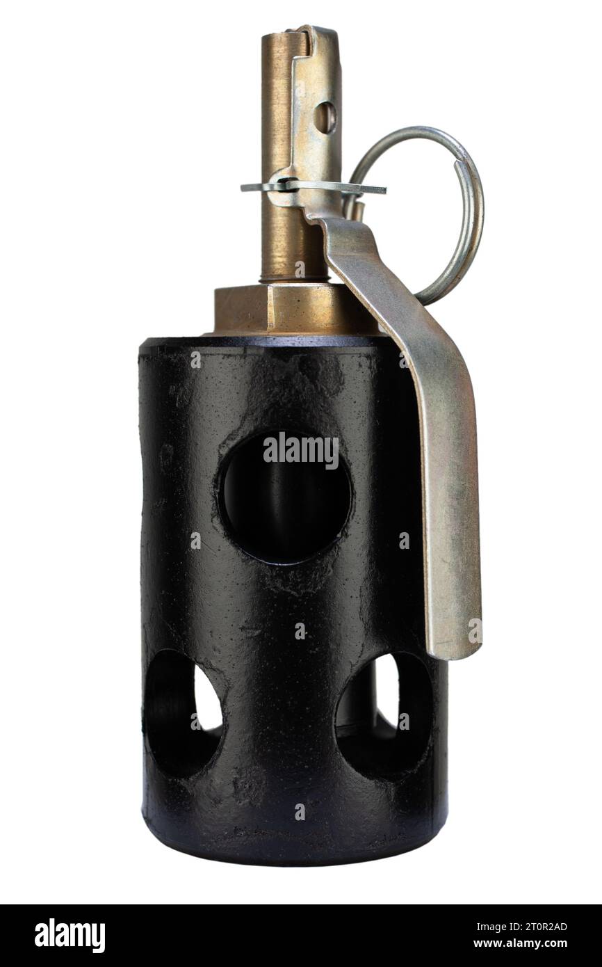 flashbang (stun) non-lethal grenade for riot police isolated on white ...