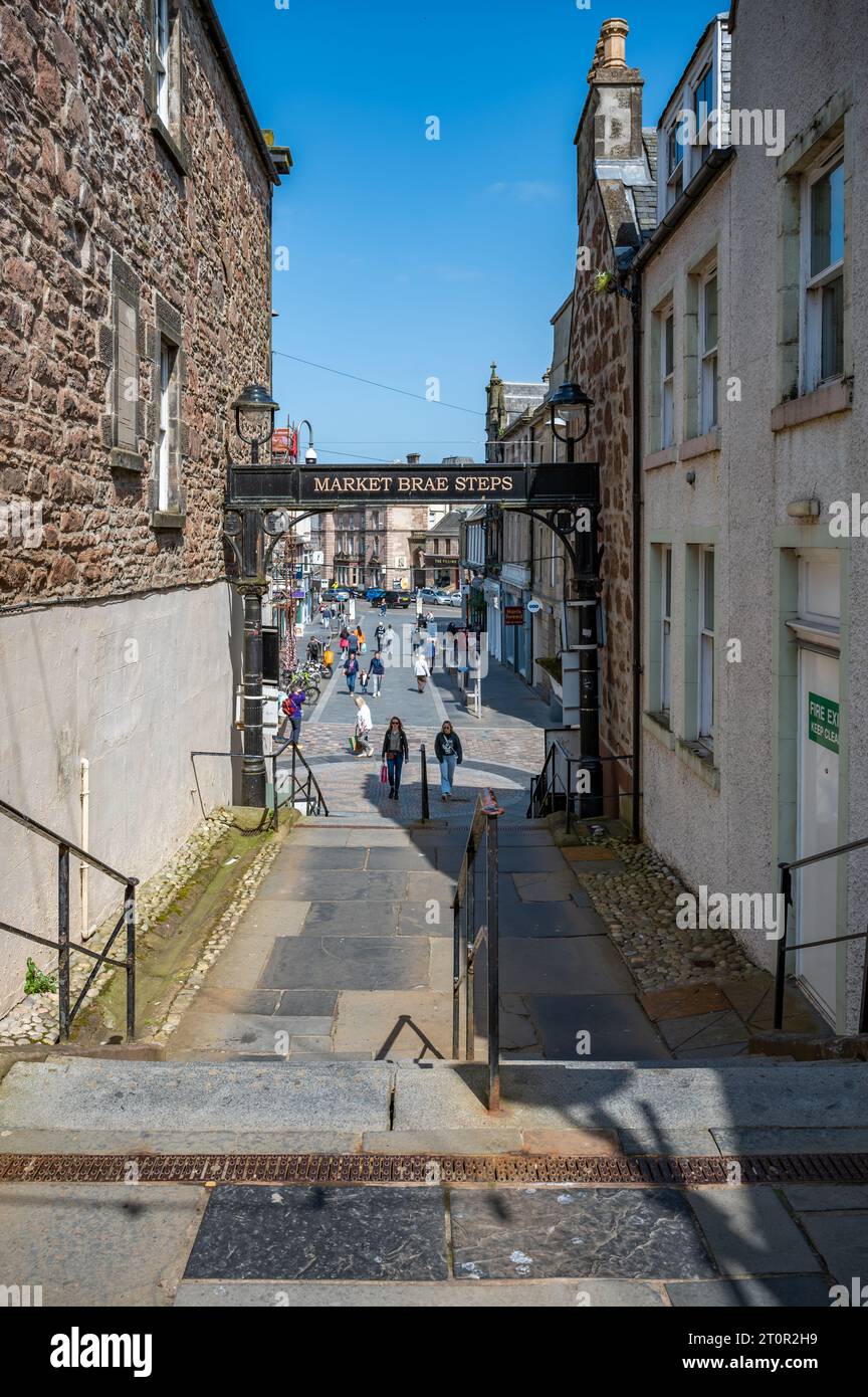 Market Brae Steps stairs with Sign at Invergordon, Scotland, vertical ...