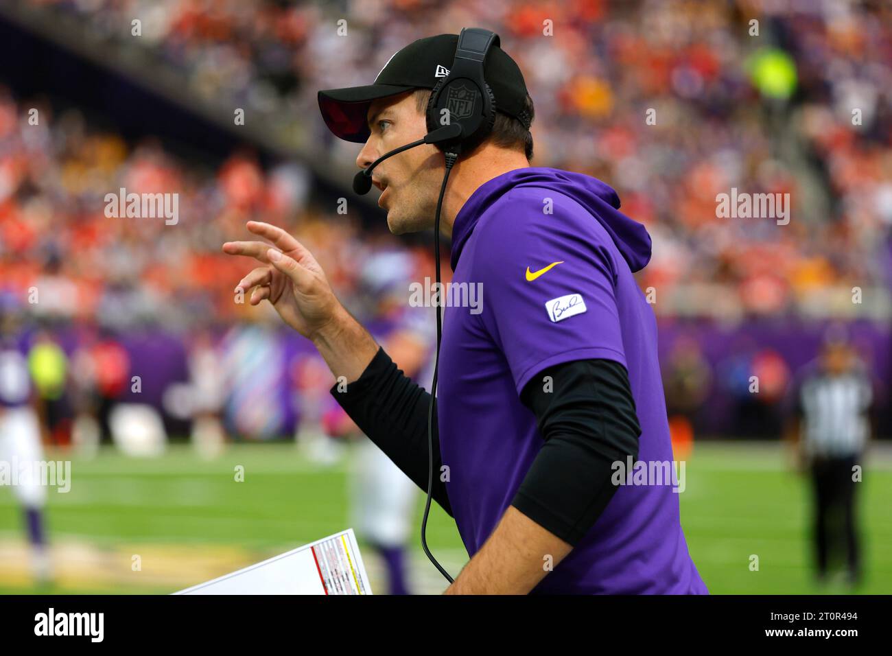 Minnesota Vikings head coach Kevin O'Connell reacts on the sideline ...
