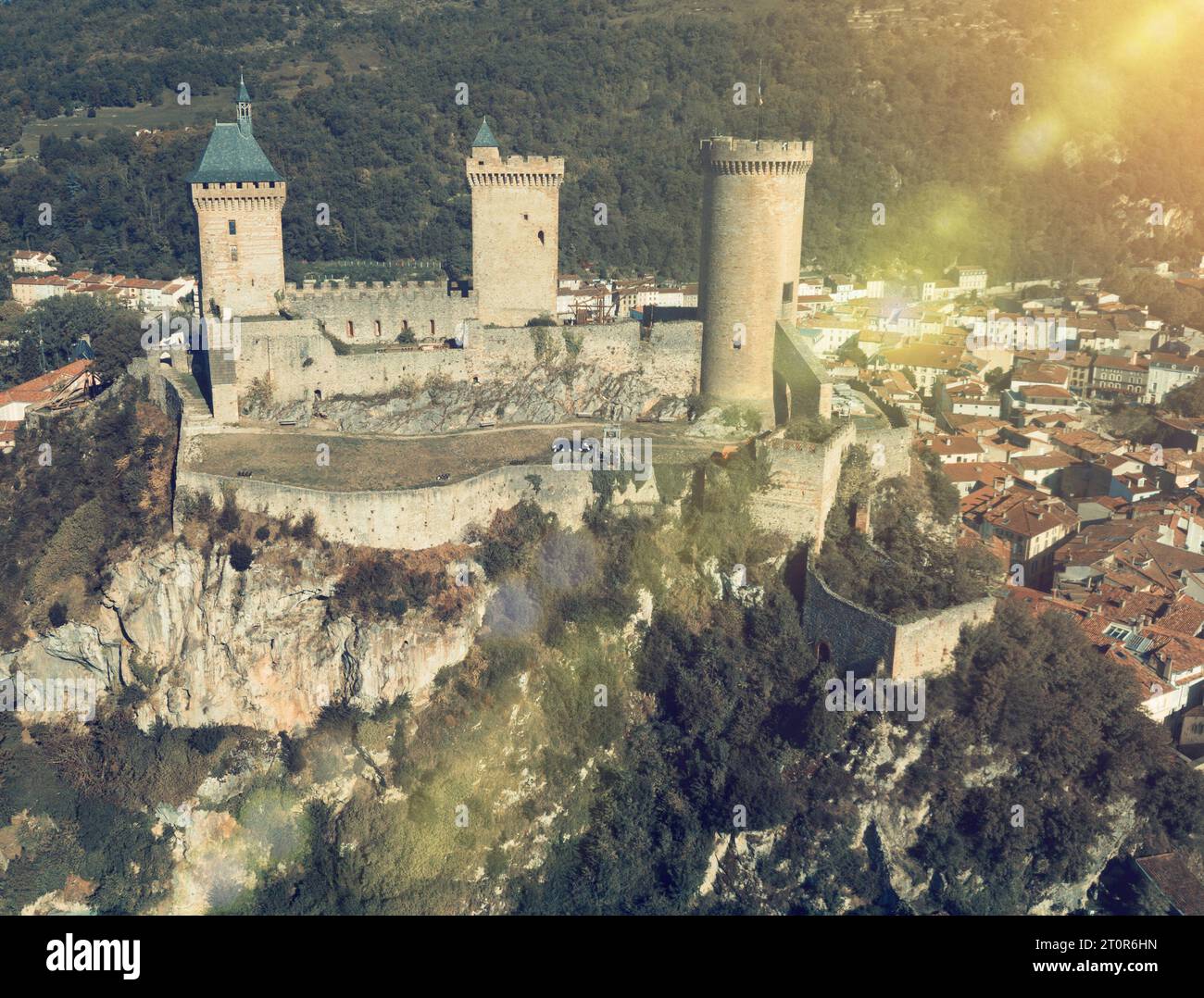 Aerial view of Chateau de Foix Stock Photo - Alamy