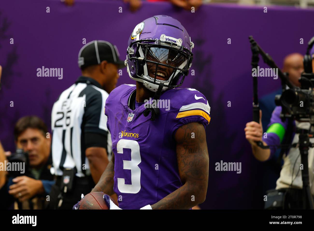 Minnesota Vikings wide receiver Jordan Addison celebrates after ...