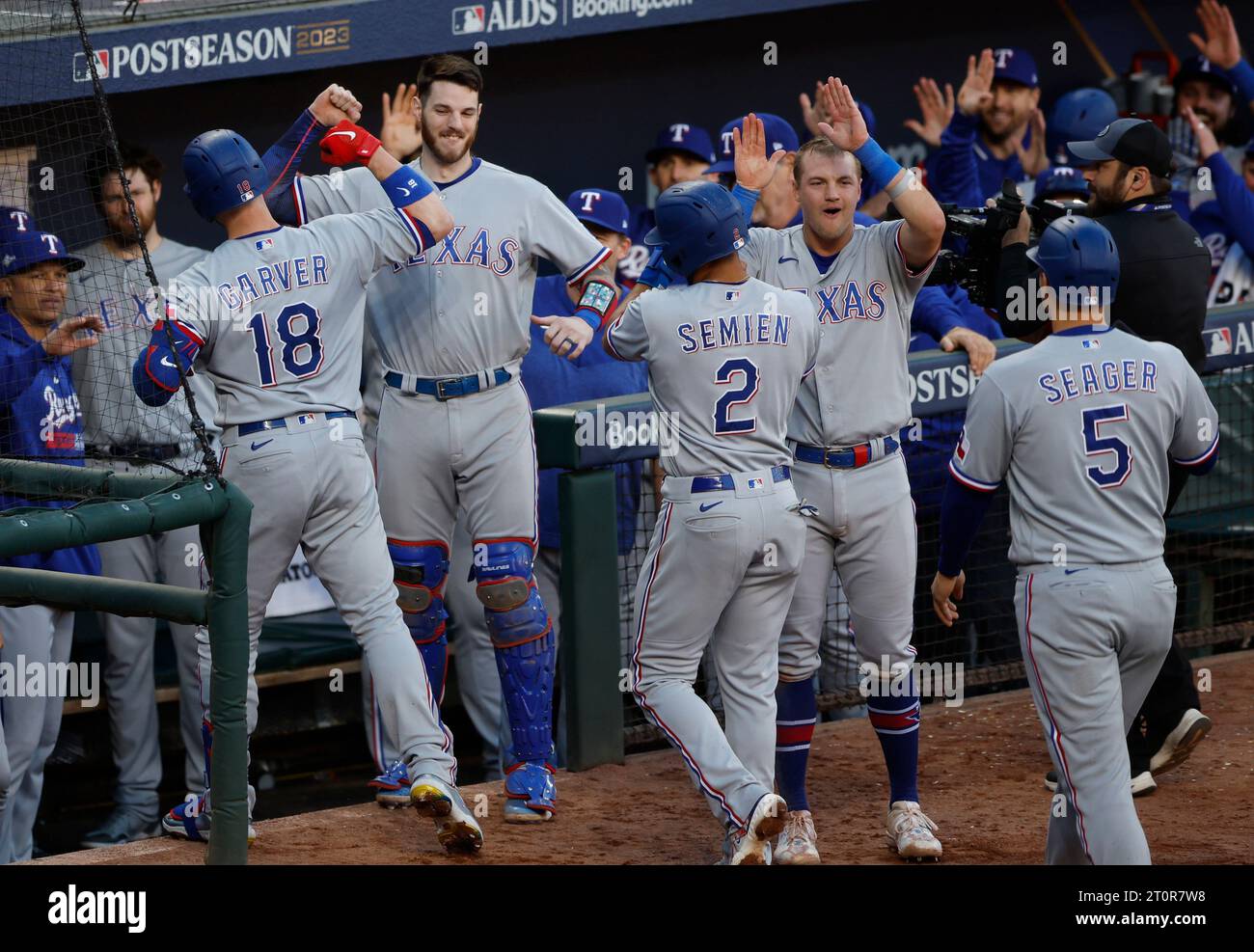 Baltimore, United States. 08th Oct, 2023. Texas Rangers celebrate after ...