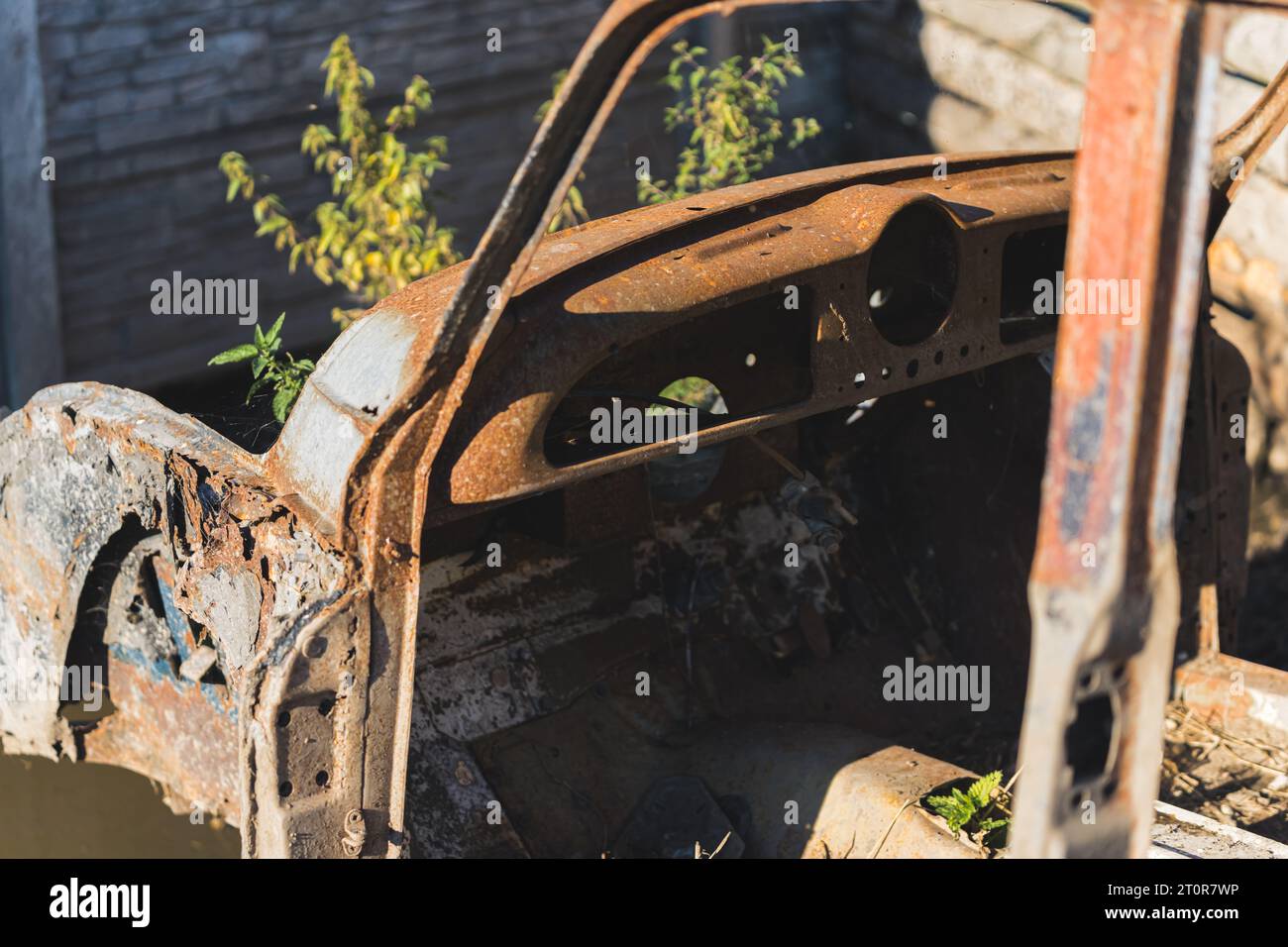 Inside of abandoned old rusty car. High quality photo Stock Photo - Alamy