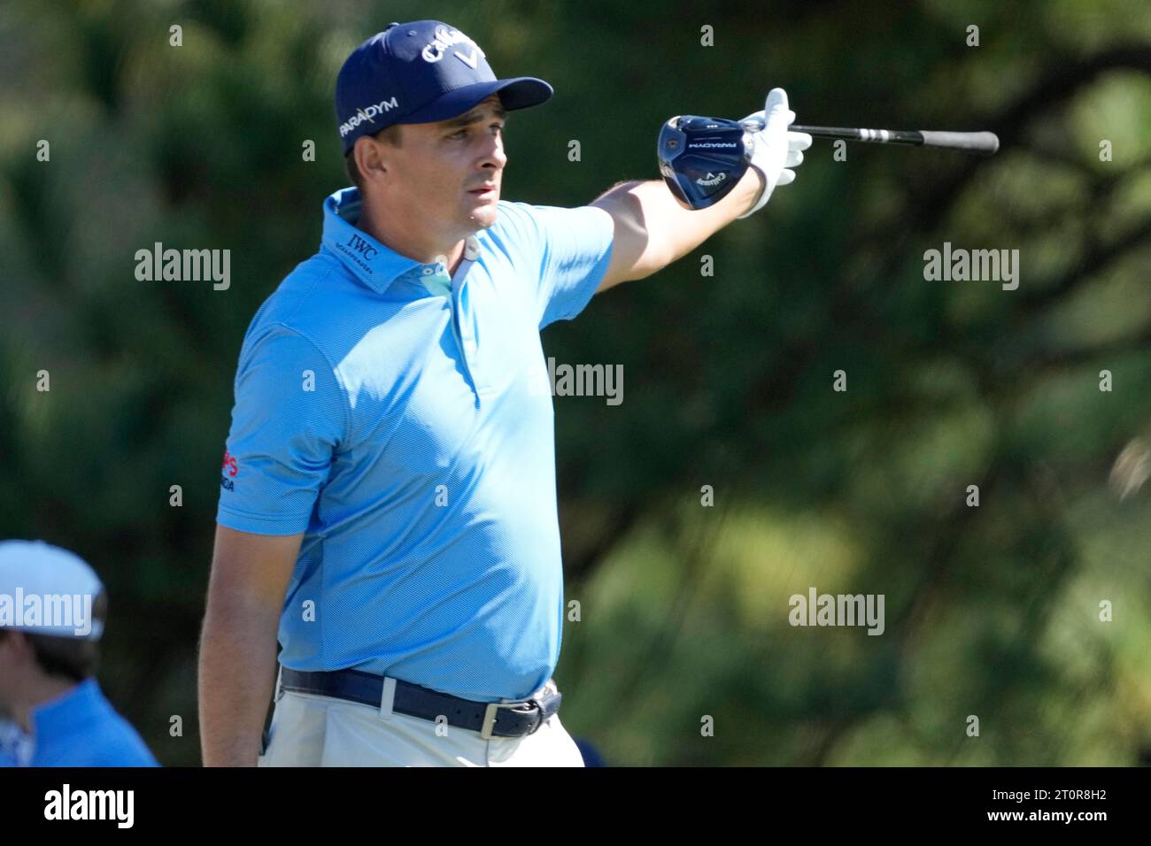 Christiaan Bezuidenhout, of South Africa, tries to direct his drive on ...