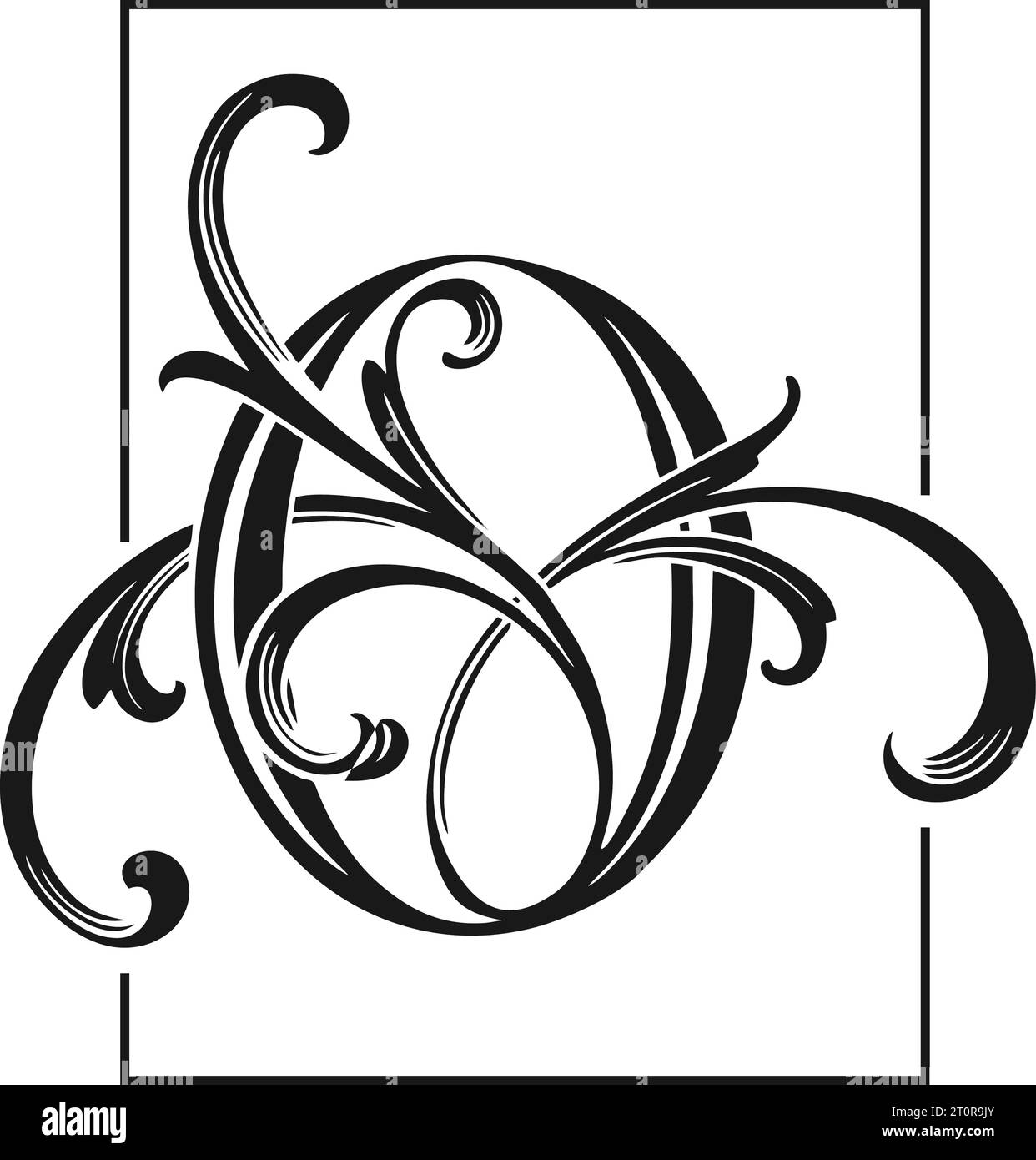 Elegant O initial monogram logo vintage style outline vector ...