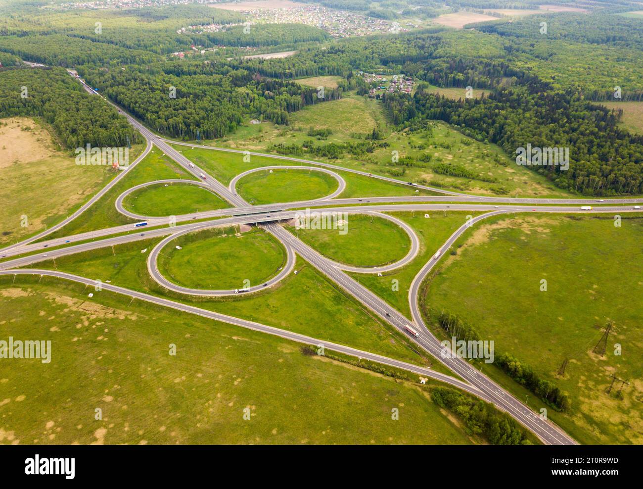 Top view of green roundabout Stock Photo - Alamy