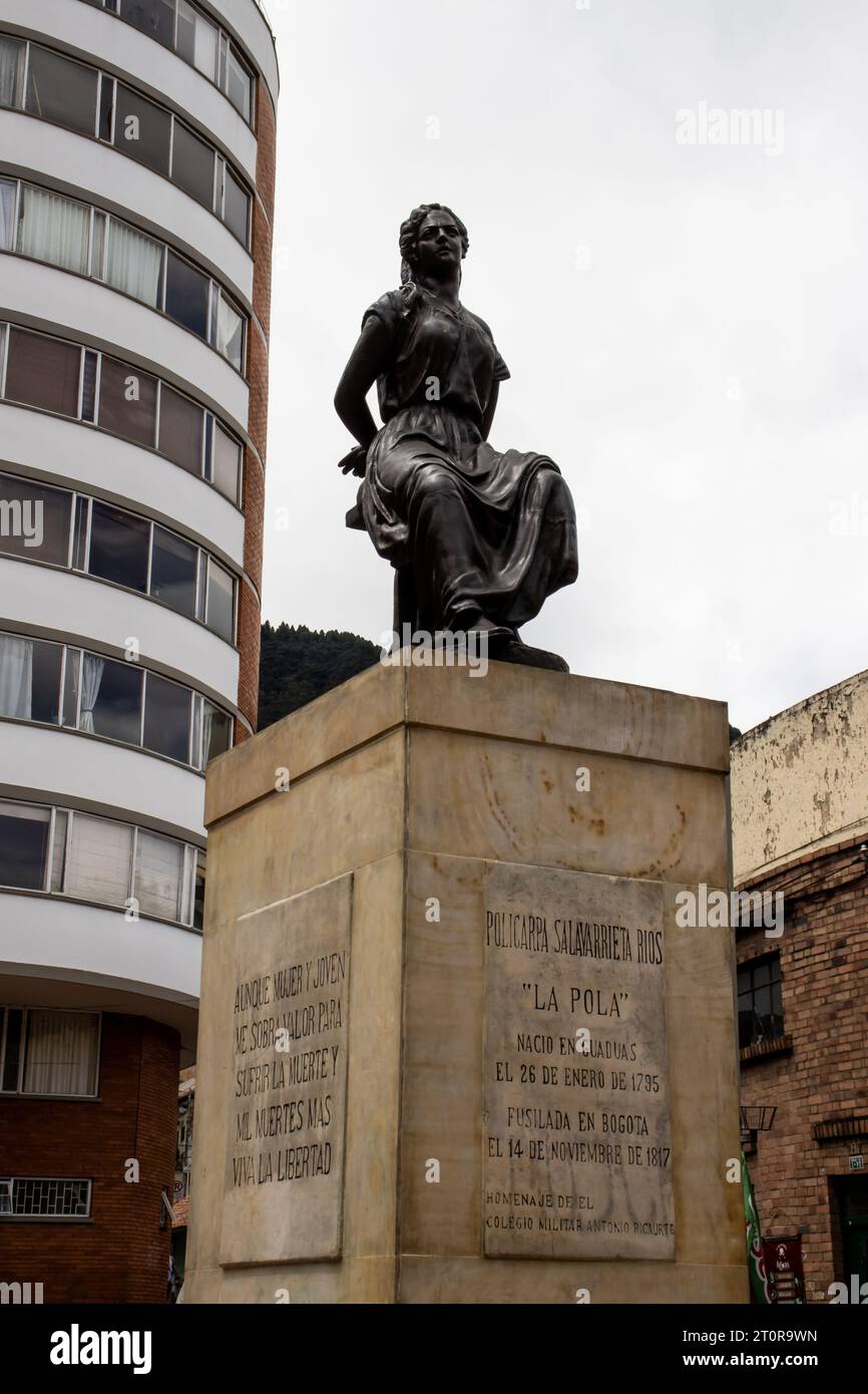 BOGOTA, COLOMBIA - JULY 2023. Monument to the Colombian heroine ...