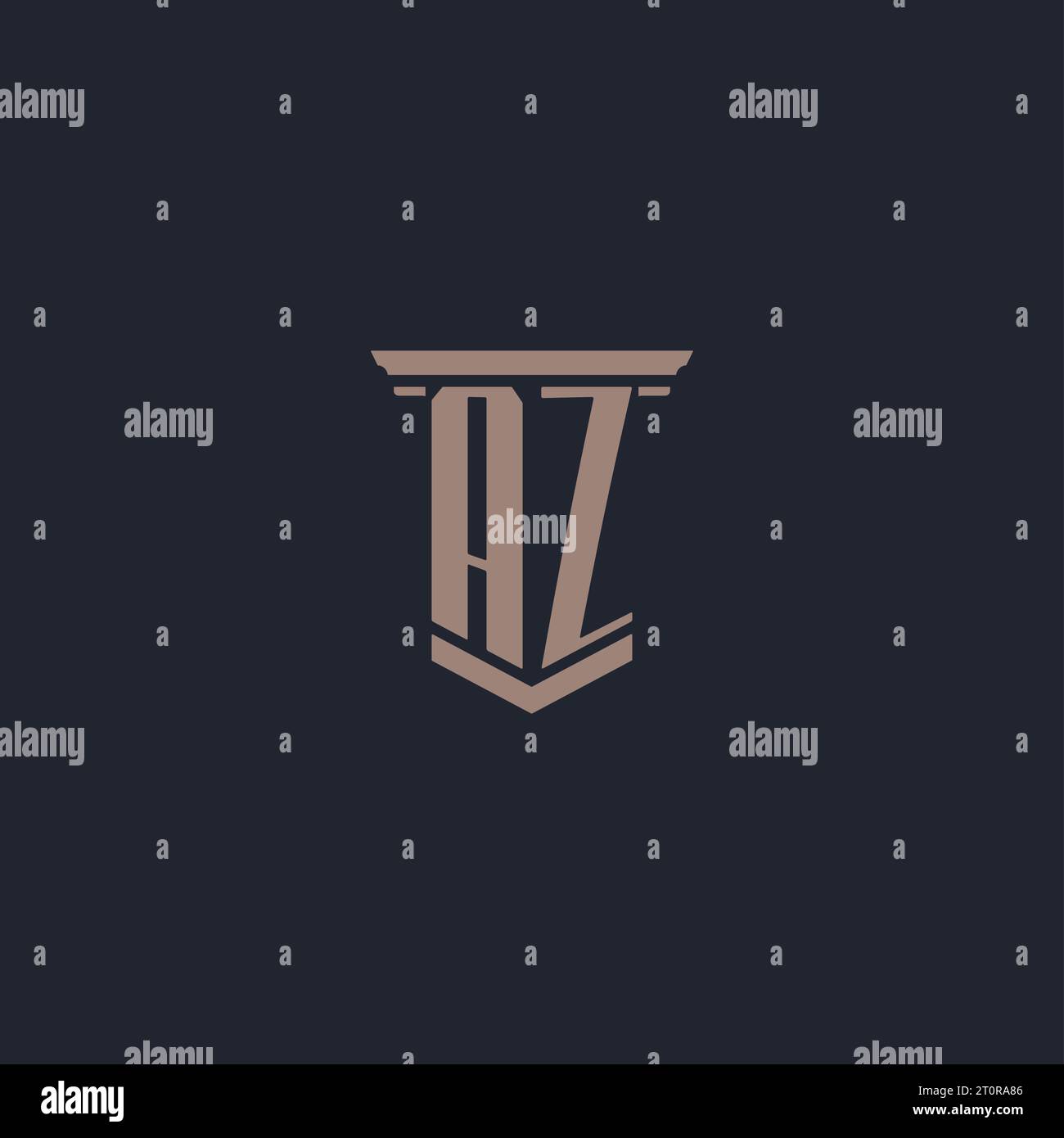 AZ initial monogram logo with pillar style design Stock Vector Image ...