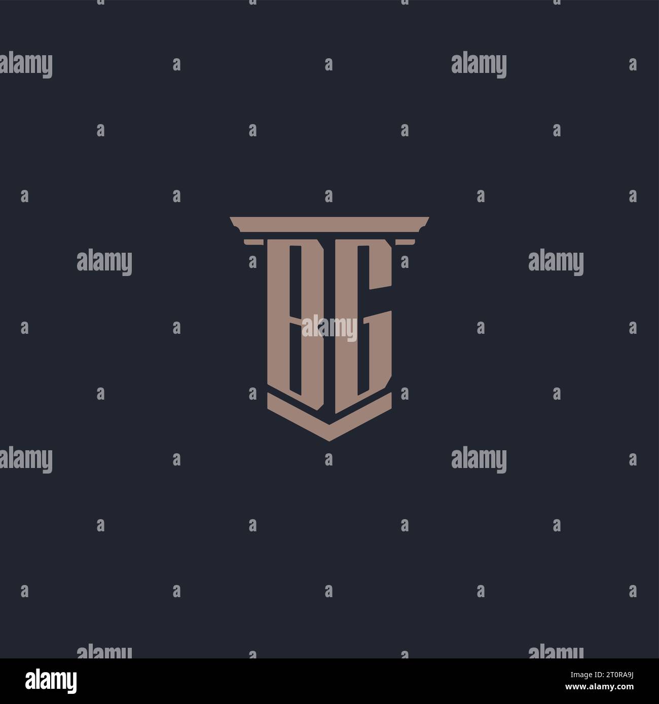 BG initial monogram logo with pillar style design Stock Vector Image ...