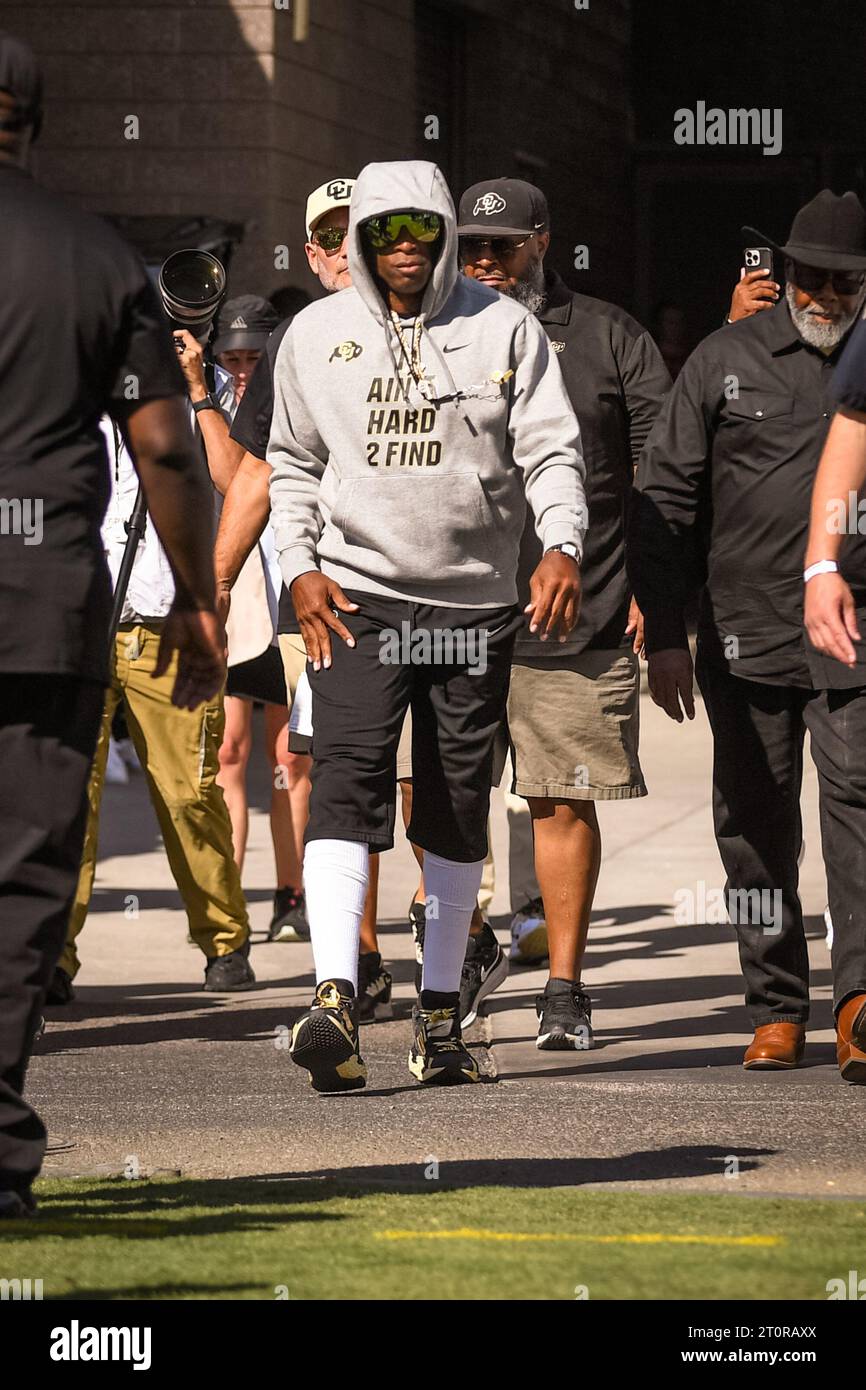 Colorado Buffaloes head coach Deion Sanders walks onto the field before ...