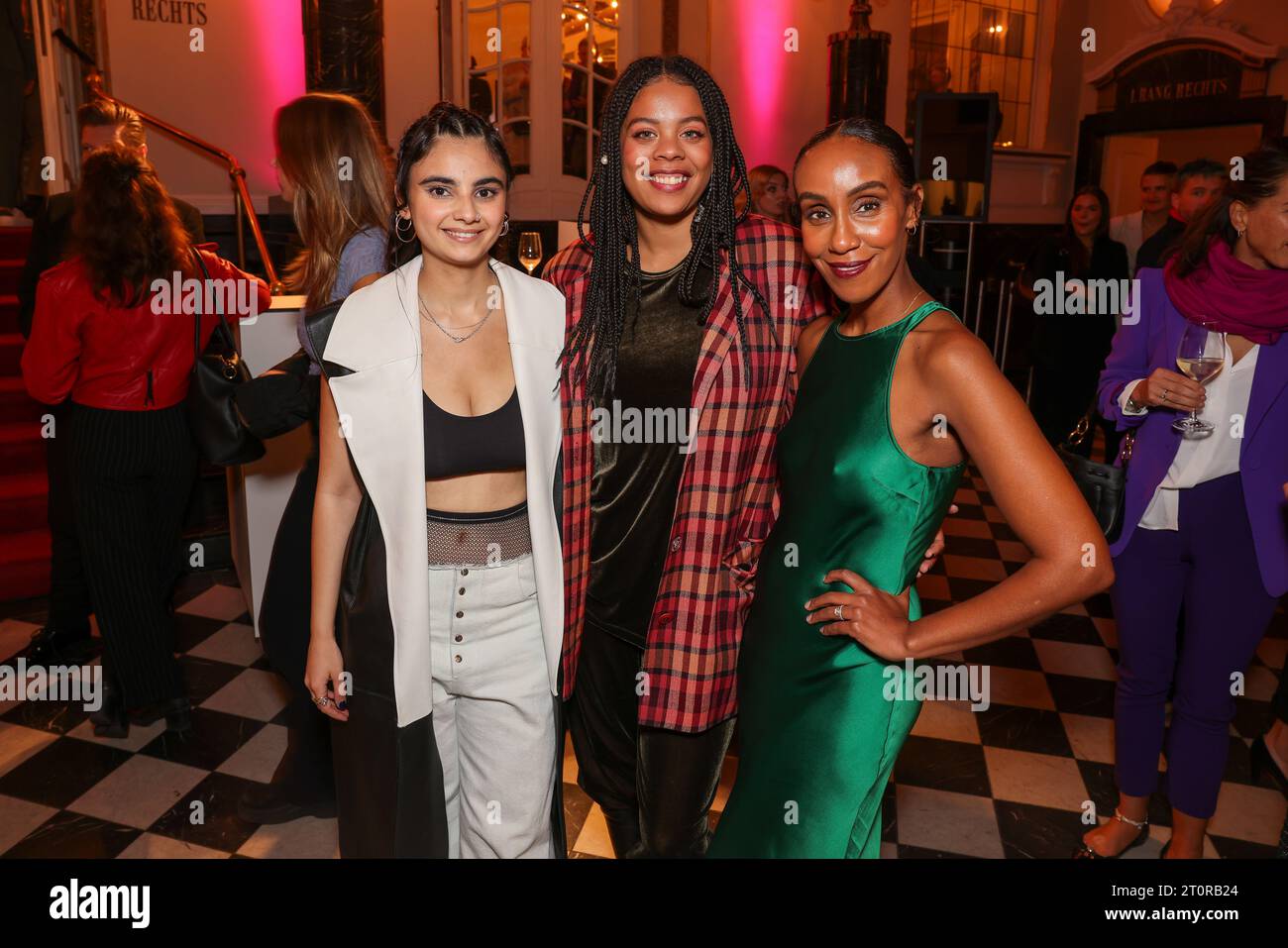 Berlin, Germany. 08th Oct, 2023. Actresses Bayan Layla (l-r), Jane ...
