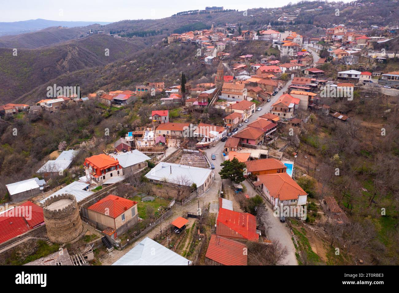 Aerial view of the small tourist town of Sighnaghi Stock Photo - Alamy