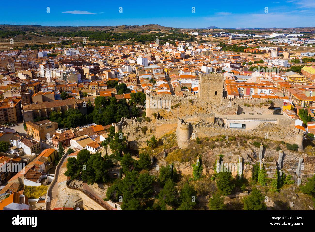 Aerial view of Almansa castle. City of Almansa. Spain Stock Photo - Alamy