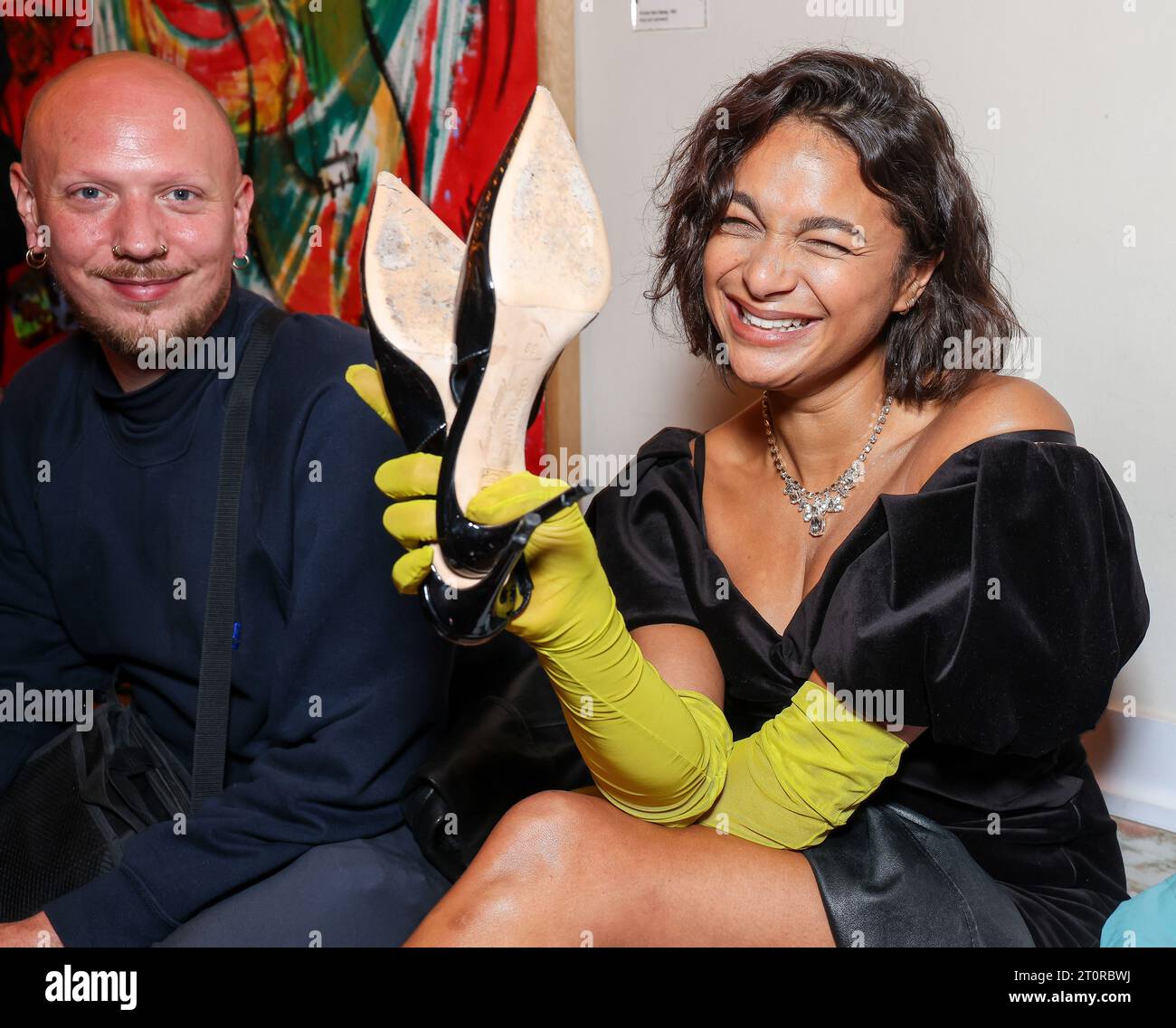Berlin, Germany. 08th Oct, 2023. Actress Taneshia Abt celebrates at the ...