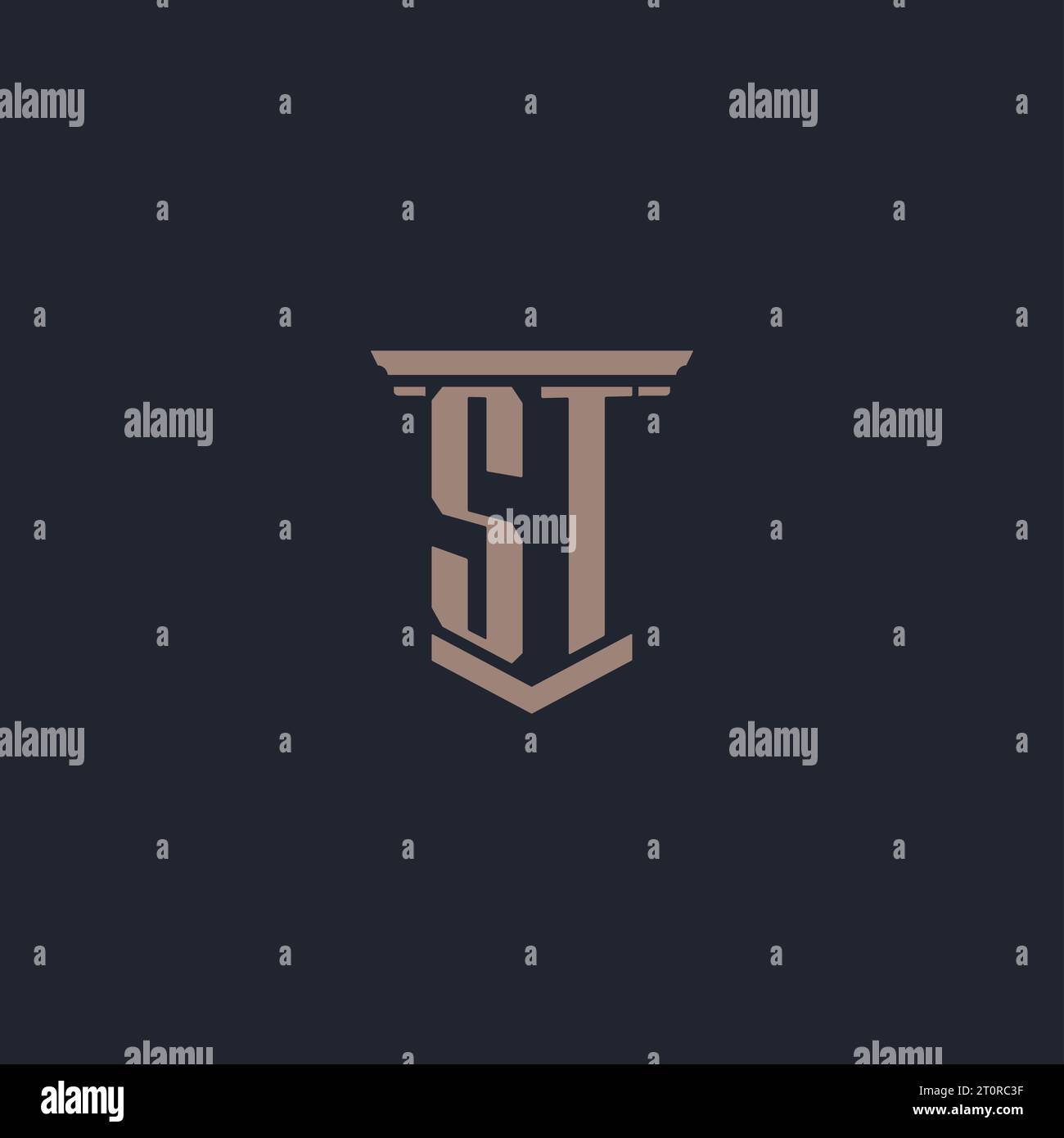 ST initial monogram logo with pillar style design Stock Vector Image ...