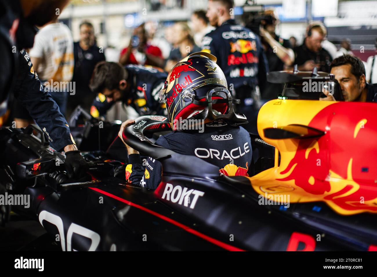 VERSTAPPEN Max (ned), Red Bull Racing RB19, portrait during the 2023 Formula 1 Qatar Grand Prix ...