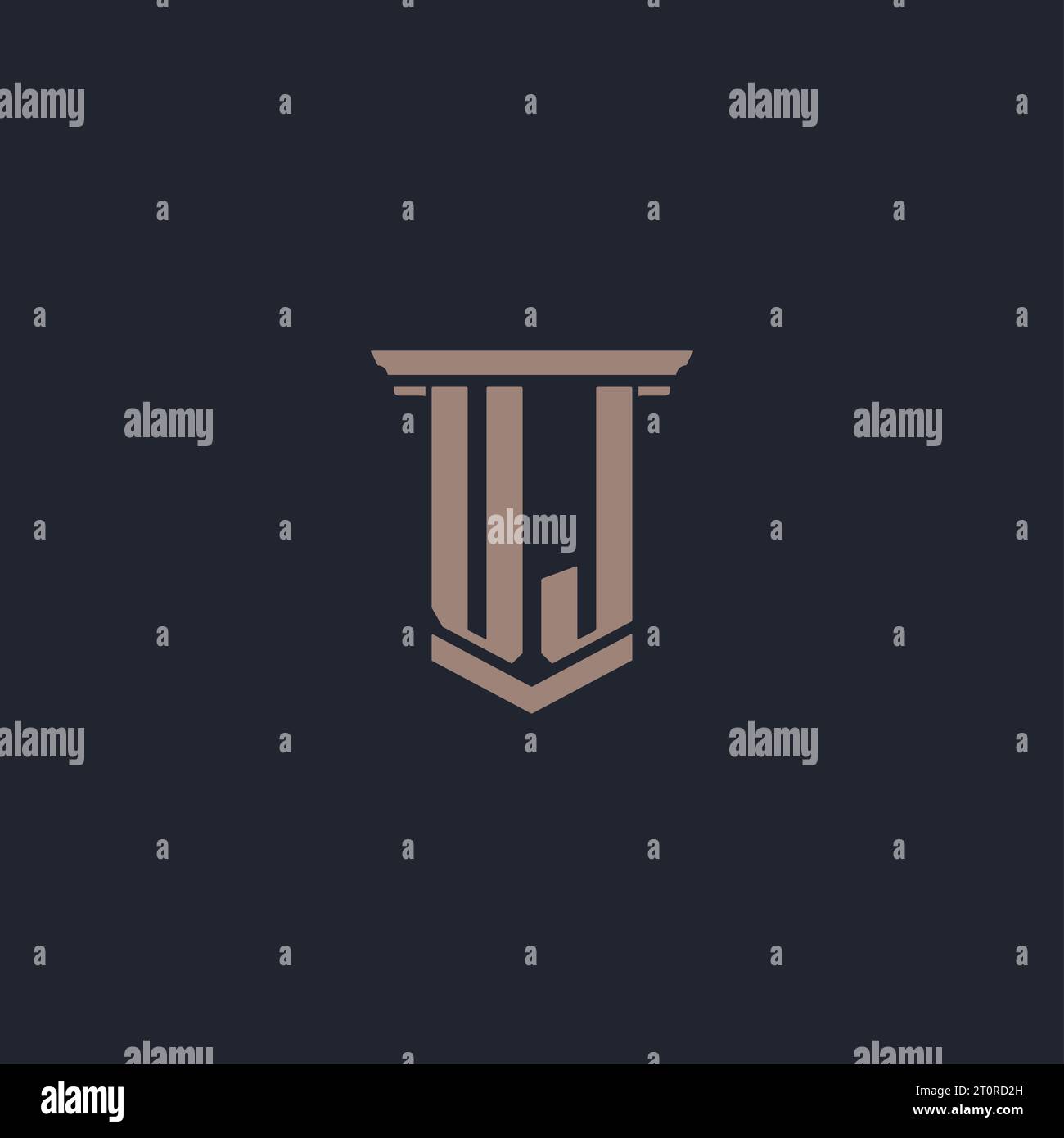 UJ initial monogram logo with pillar style design Stock Vector Image ...