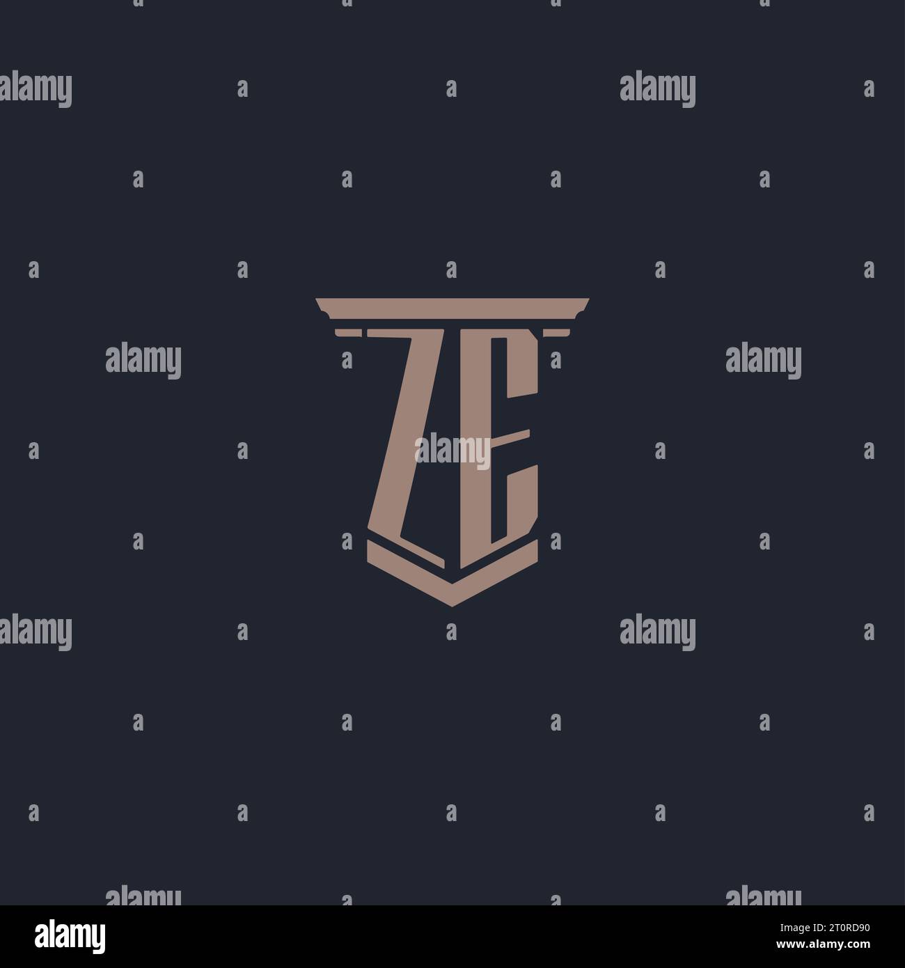 ZE initial monogram logo with pillar style design Stock Vector Image ...