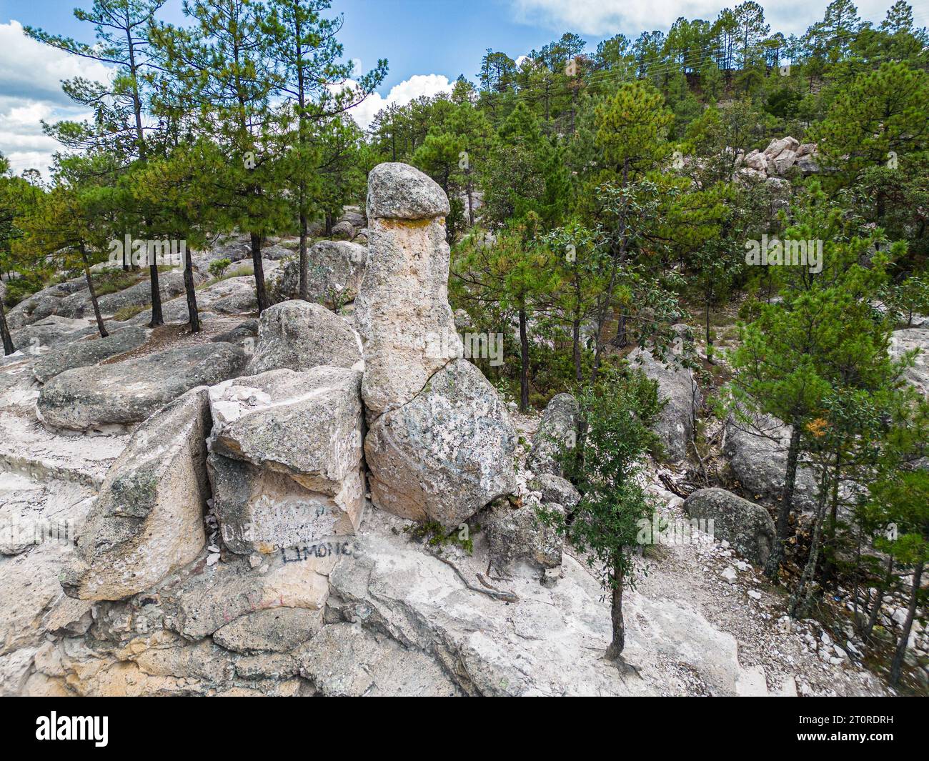 Captured from the vantage of a train journey, the rock formation known ...