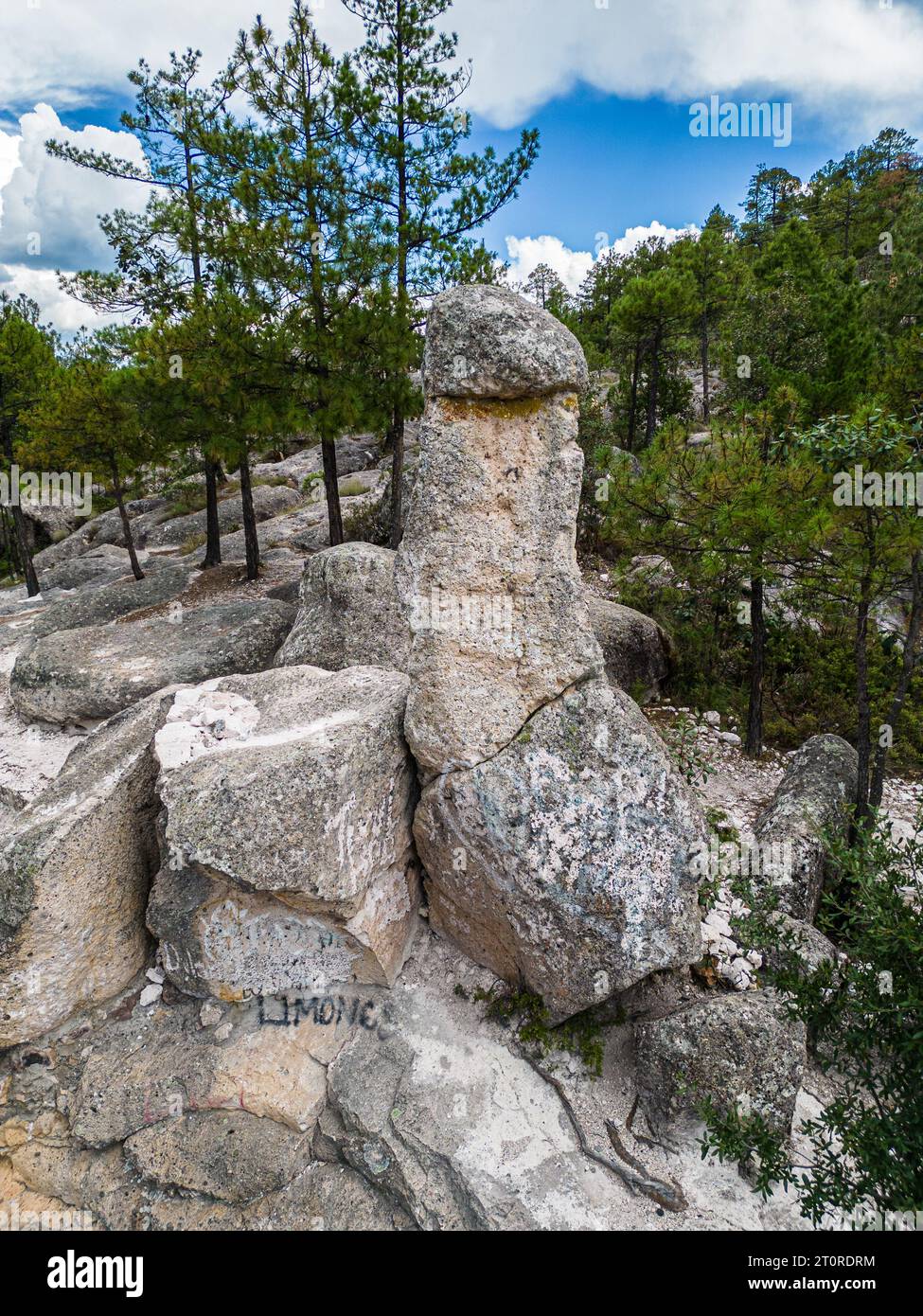 Captured from the vantage of a train journey, the rock formation known ...