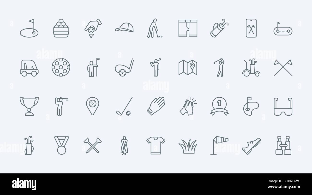 Golf thin line icons set vector illustration. Outline pictograms ...