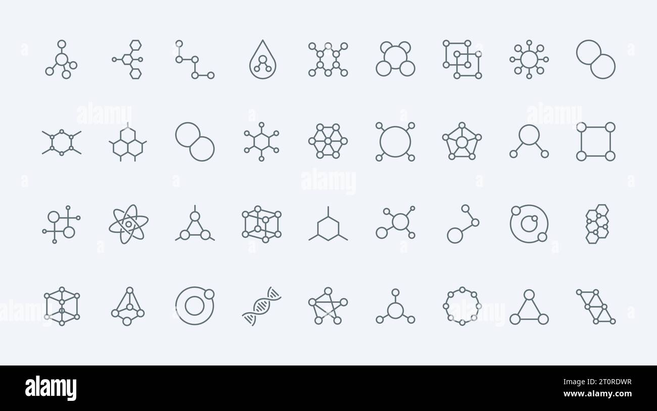 Molecules models thin line icons set vector illustration. Outline ... Molecules models thin line icons set vector illustration. Outline ...