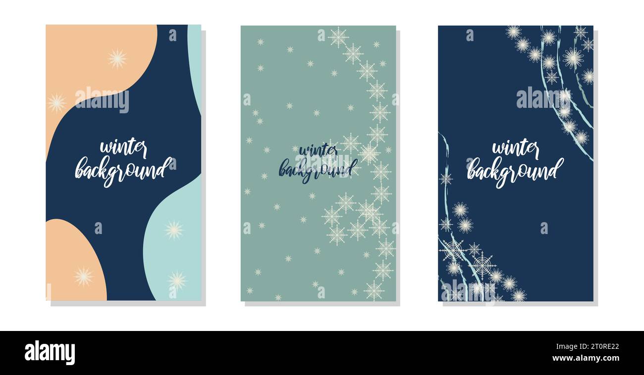 Background in social networks stories winter theme. Snowflakes color ...