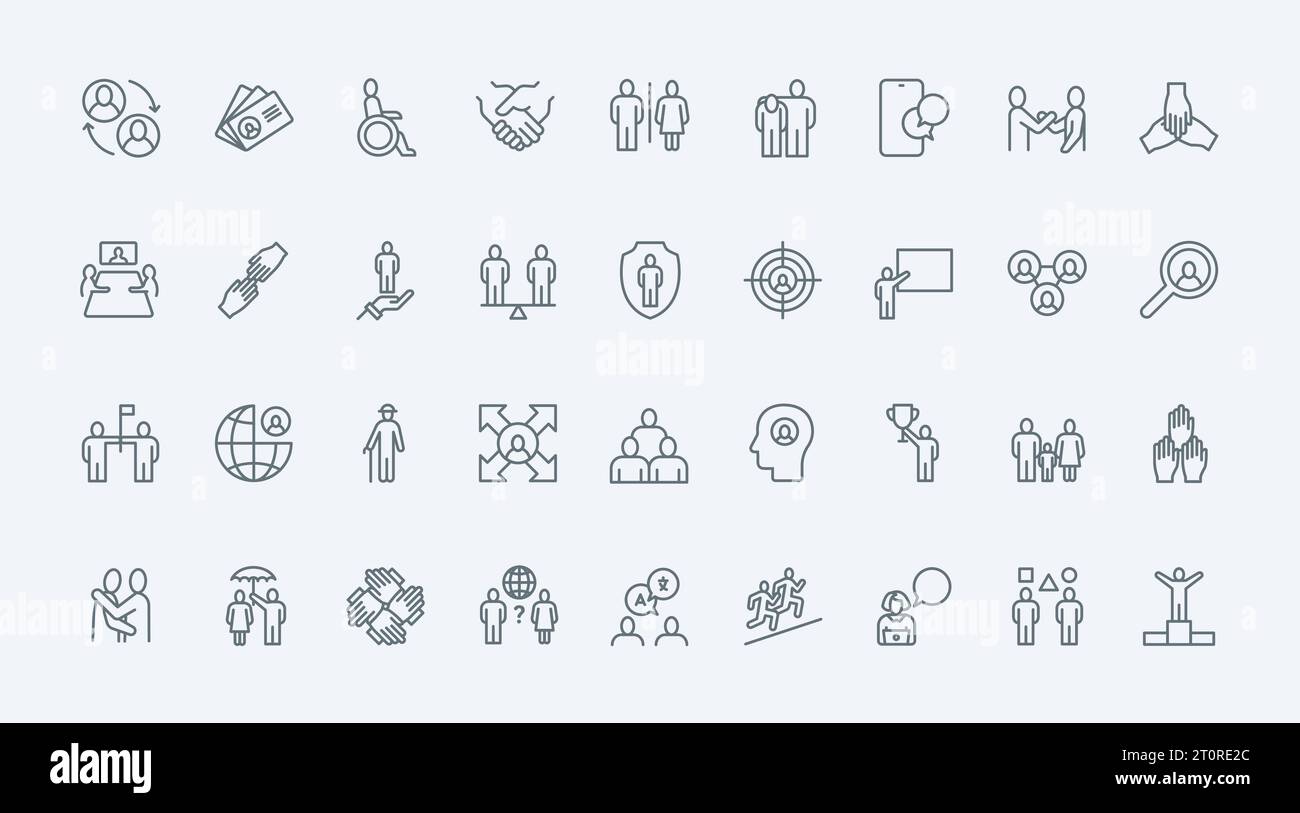 People, community thin line icons set vector illustration. Outline ...