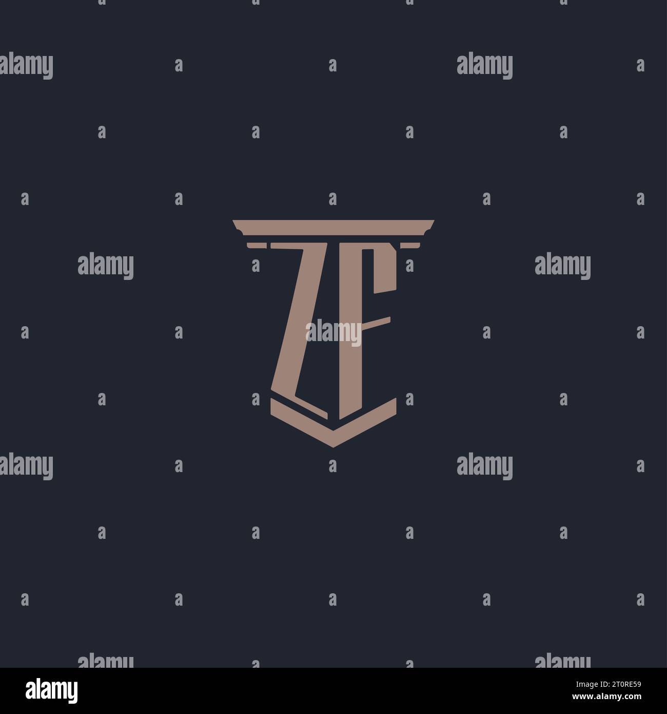 ZF initial monogram logo with pillar style design Stock Vector Image ...