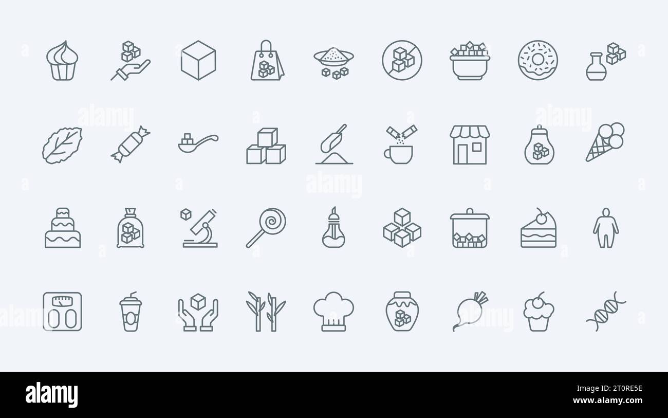 Sugar thin line icons set vector illustration. Outline pictograms of ...