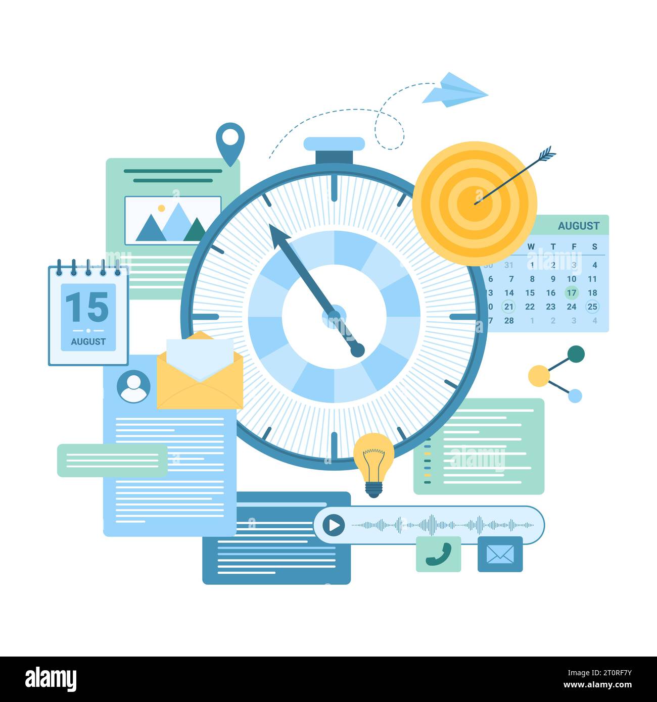 Business projects organization and time management vector illustration ...