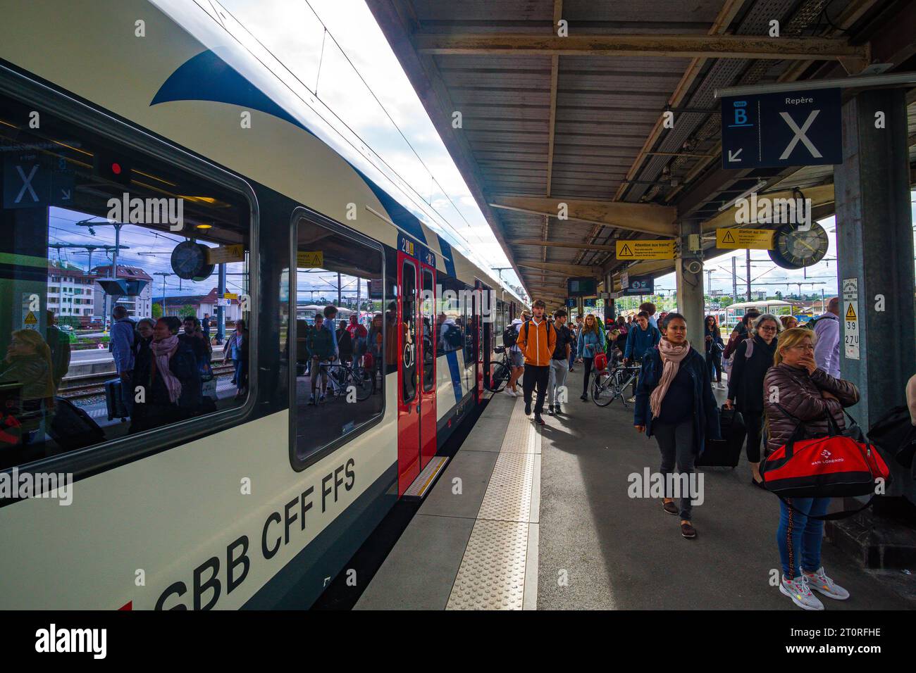 Urban view from Annecy station, Gare d'Annecy is a railway station ...