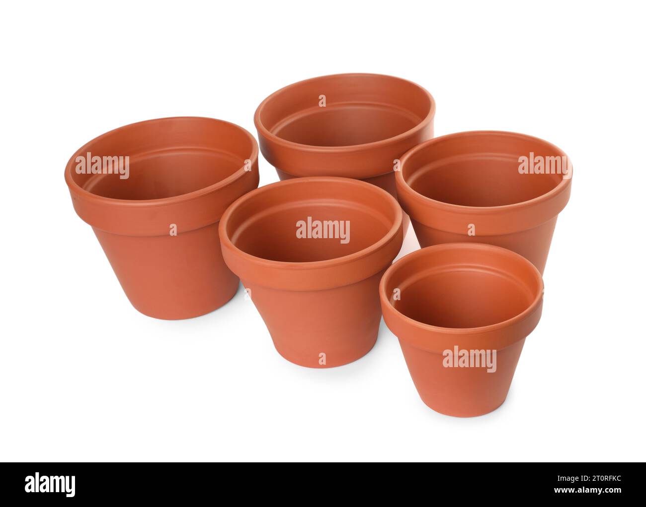 Empty clay flower pots isolated on white Stock Photo - Alamy