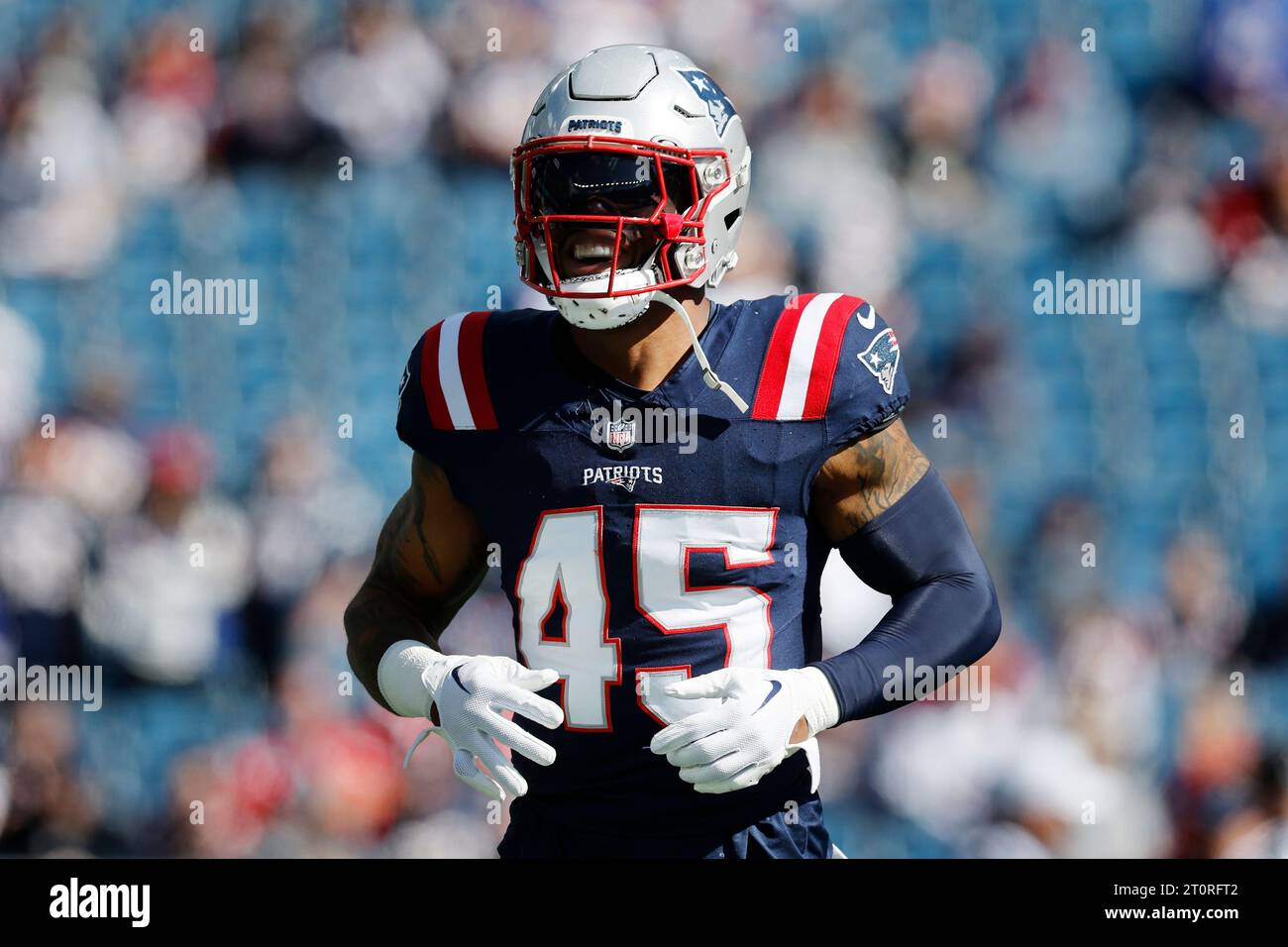 New England Patriots linebacker Chris Board before an NFL football game ...
