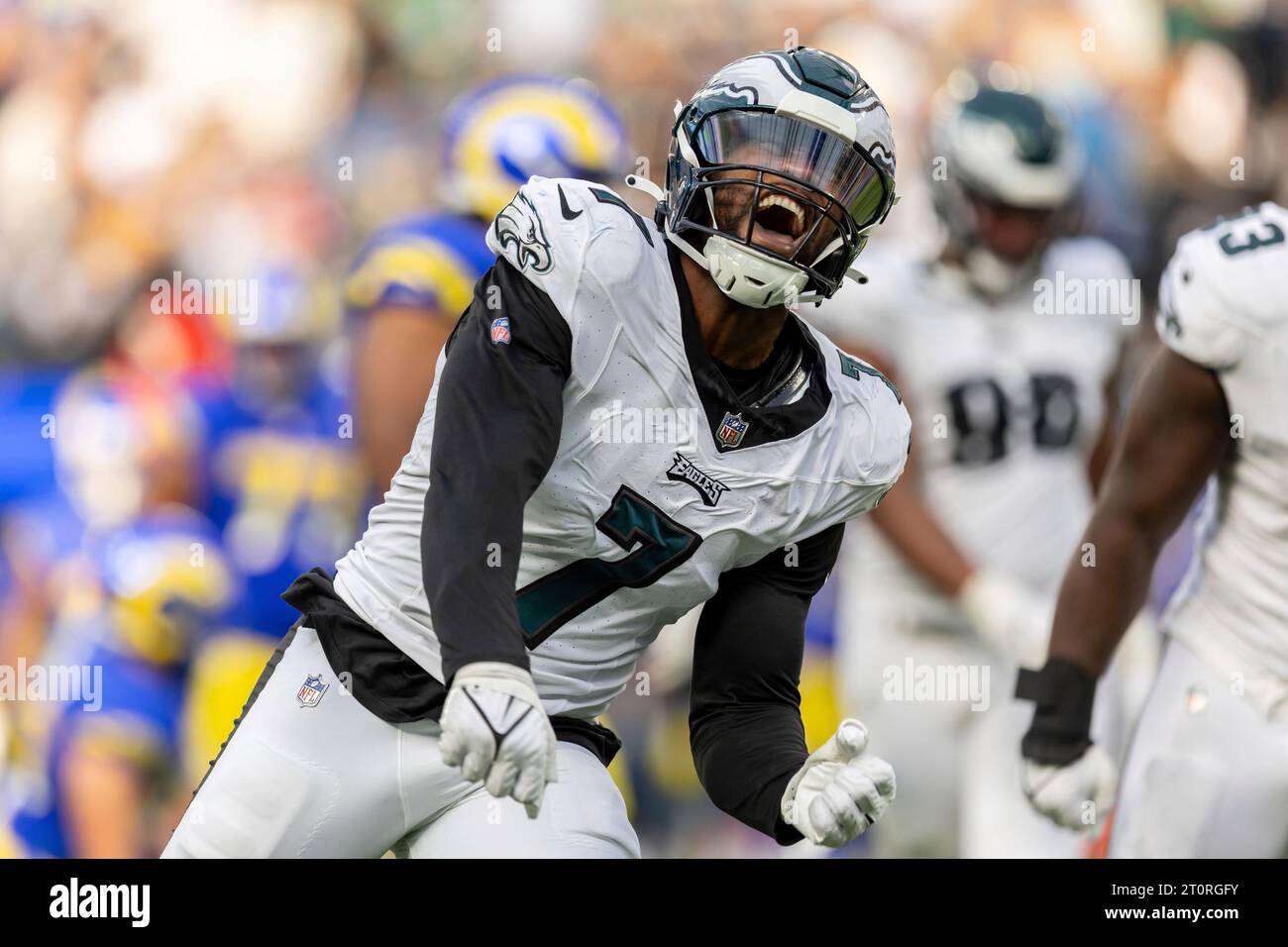 Philadelphia Eagles linebacker Haason Reddick (7) sacks Los Angeles ...