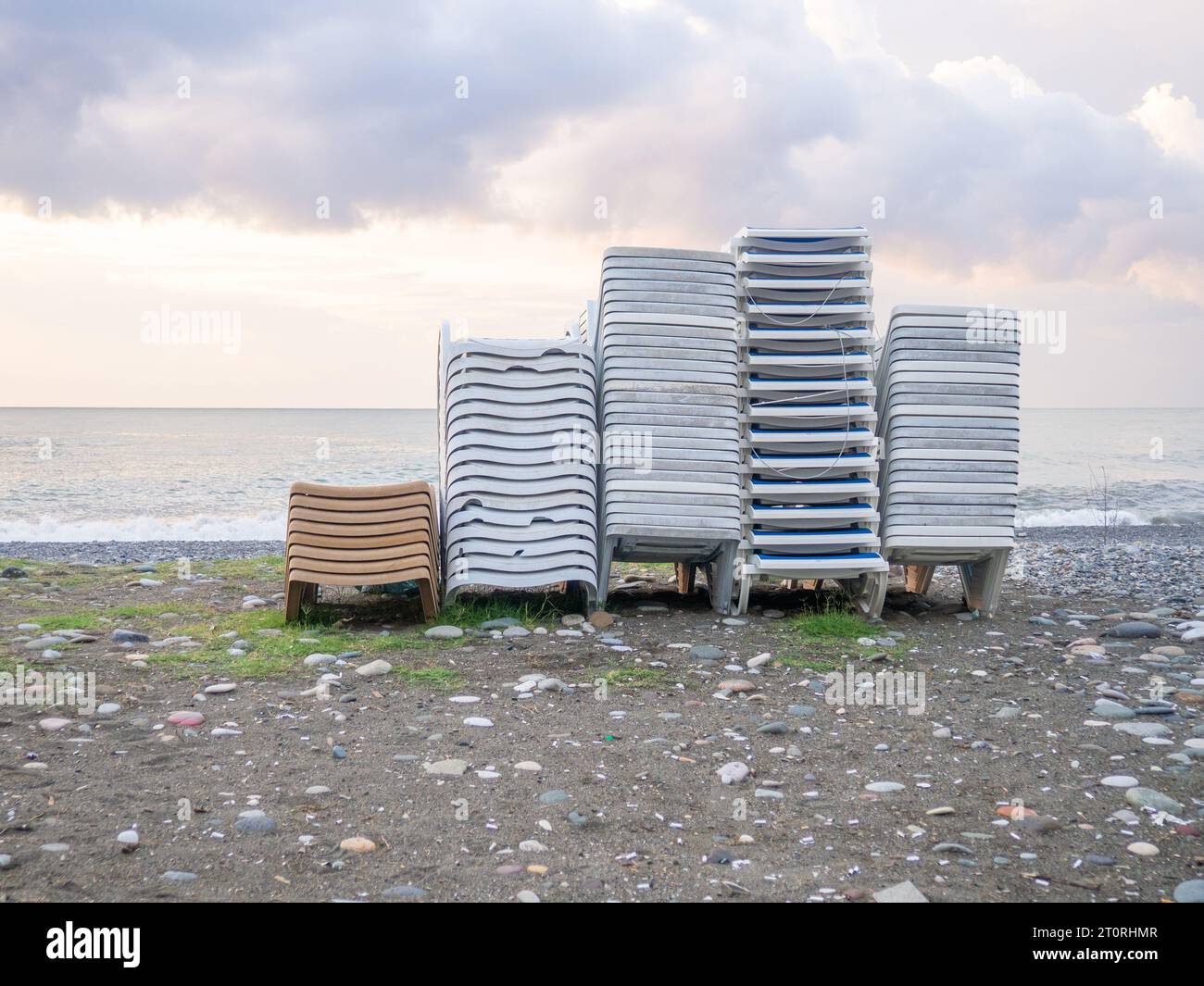 Folded plastic sunbeds hi-res stock photography and images - Alamy