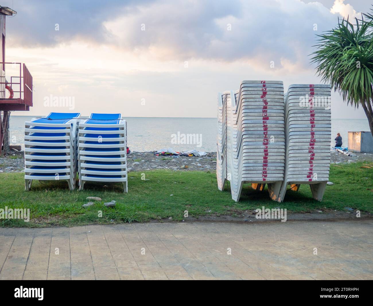 Folded plastic sunbeds hi-res stock photography and images - Alamy