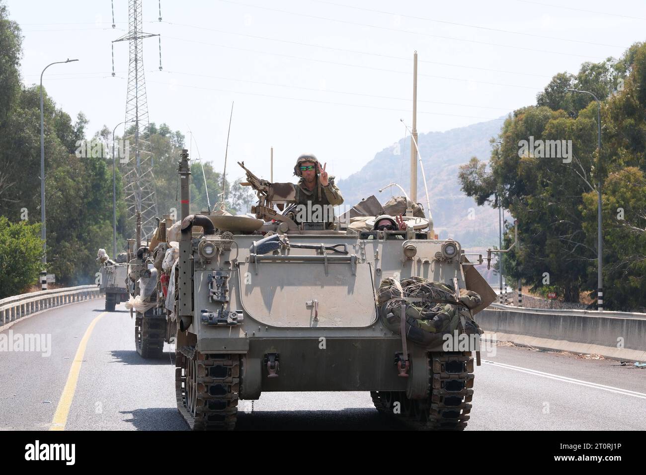 ISRAEL-LEBANON-PALESTINIAN-CONFLICT Israeli Merkava tanks roll on a ...