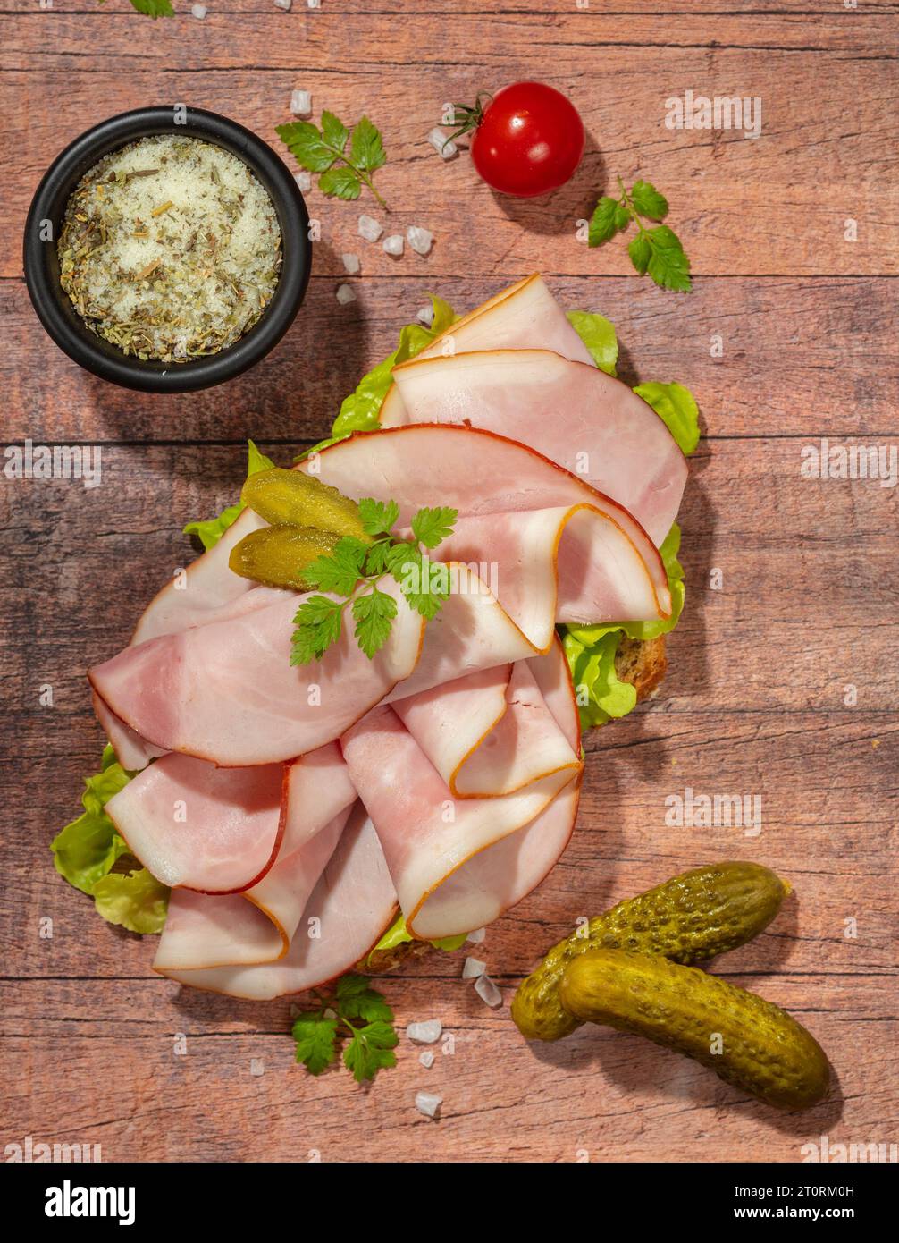 Freshly prepared traditional bread time with ham Stock Photo - Alamy