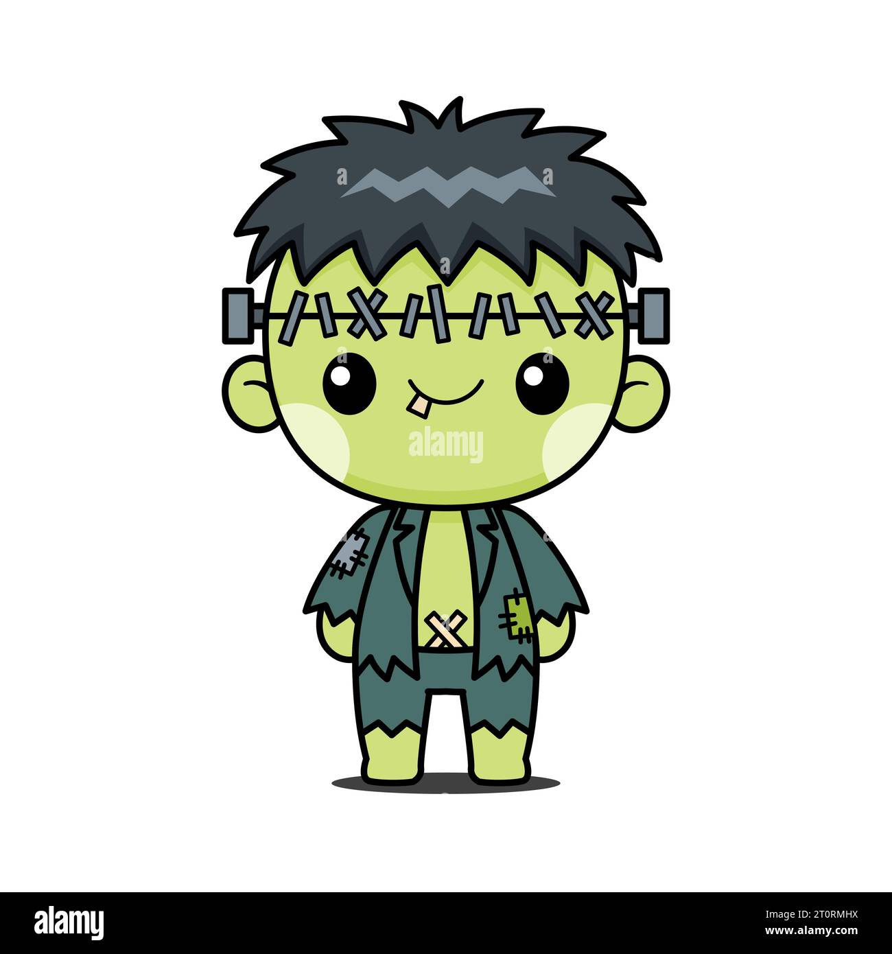 Cute And Kawaii Style Halloween Frankenstein Cartoon Character Stock ...