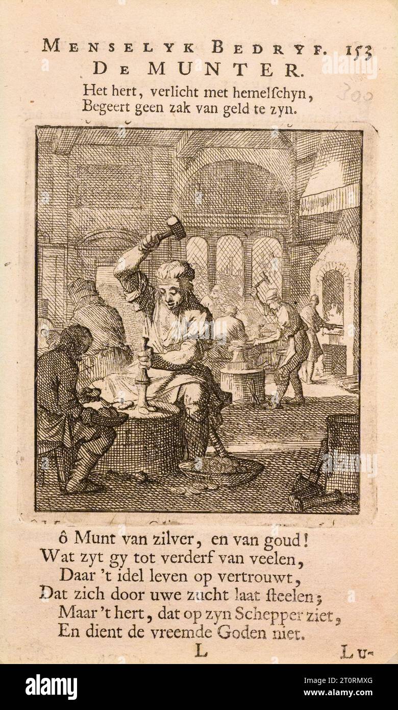 De Munter (The Minter) by Jan Luyken. Amsterdam, 1694 Stock Photo - Alamy