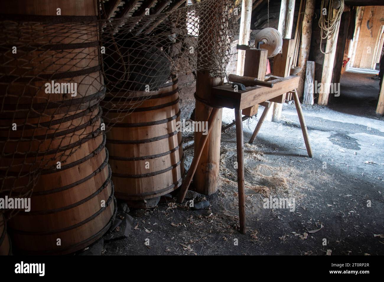 Spinning yarn inside the longhouse at L’Anse aux Meadows in ...