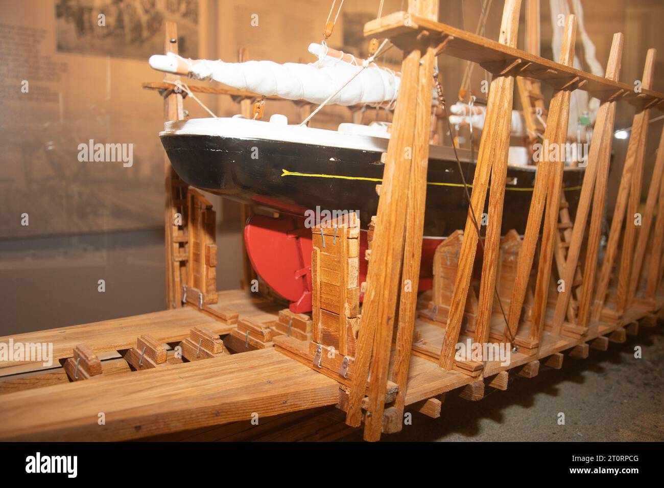 Model ship on marine ways at the Grenfell Historic Properties in St ...