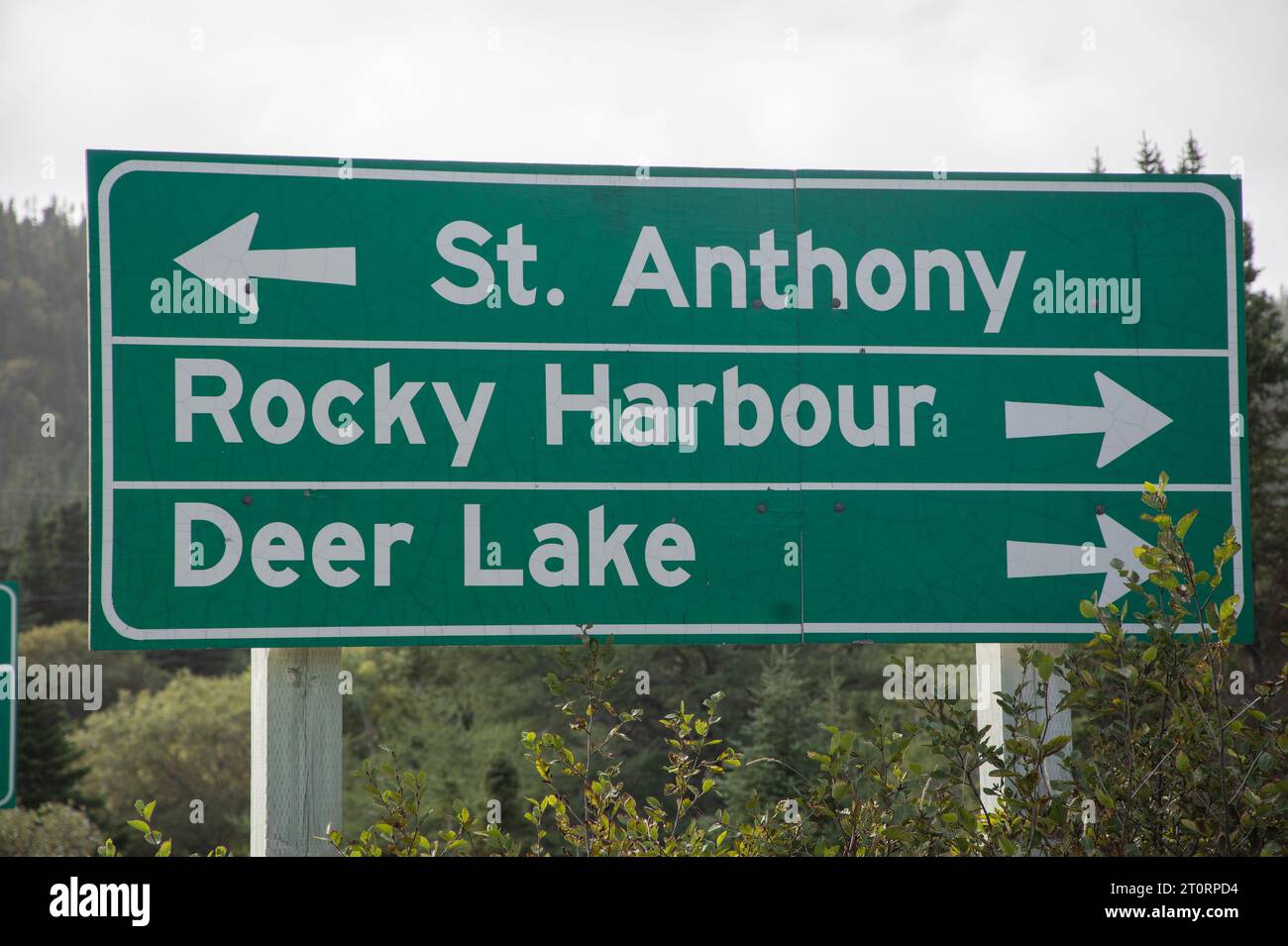 Highway sign in Saint Lunaire-Griquet, Newfoundland & Labrador, Canada ...