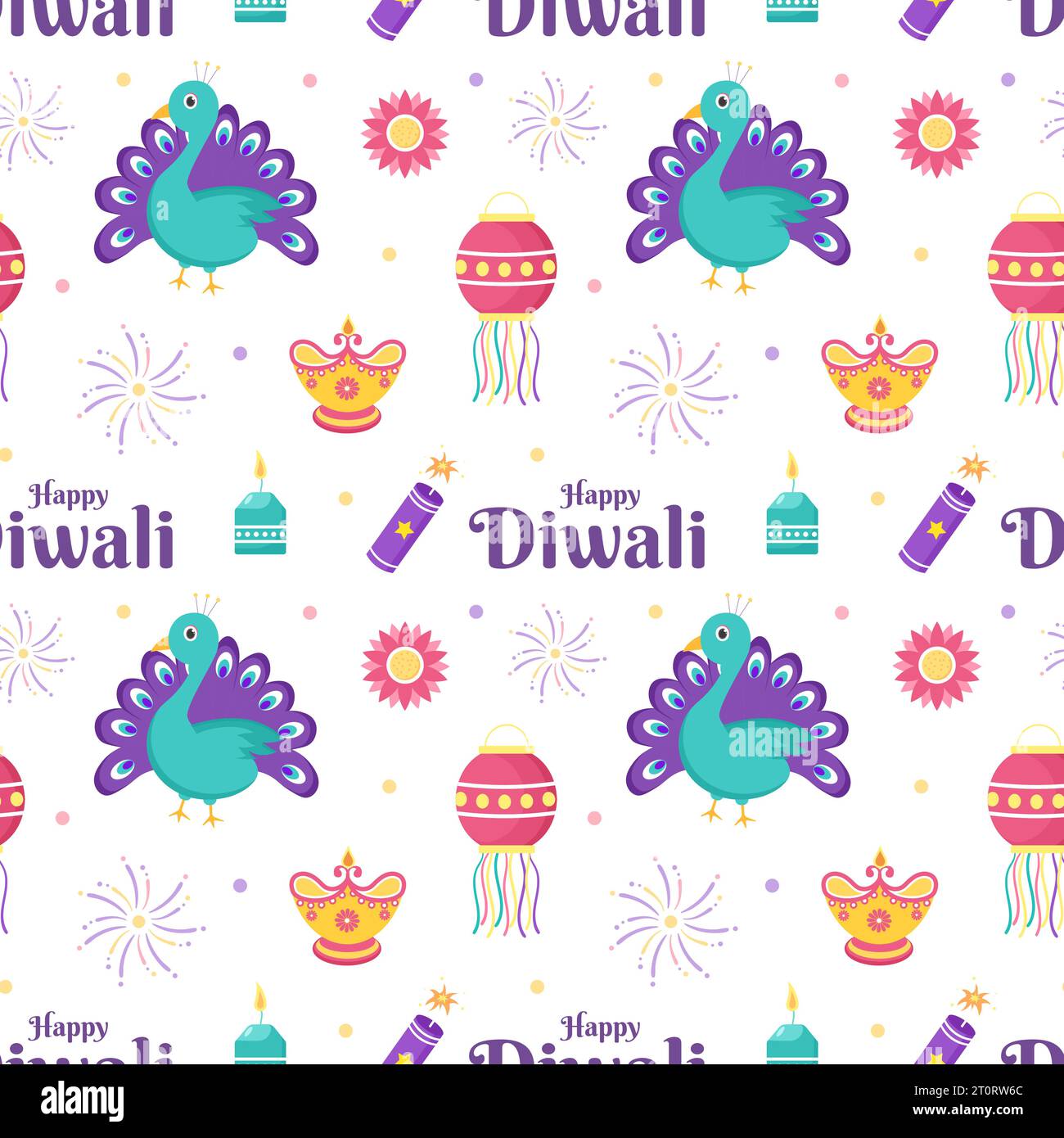 Happy Diwali Seamless Pattern Illustration Design with Light Festival ...